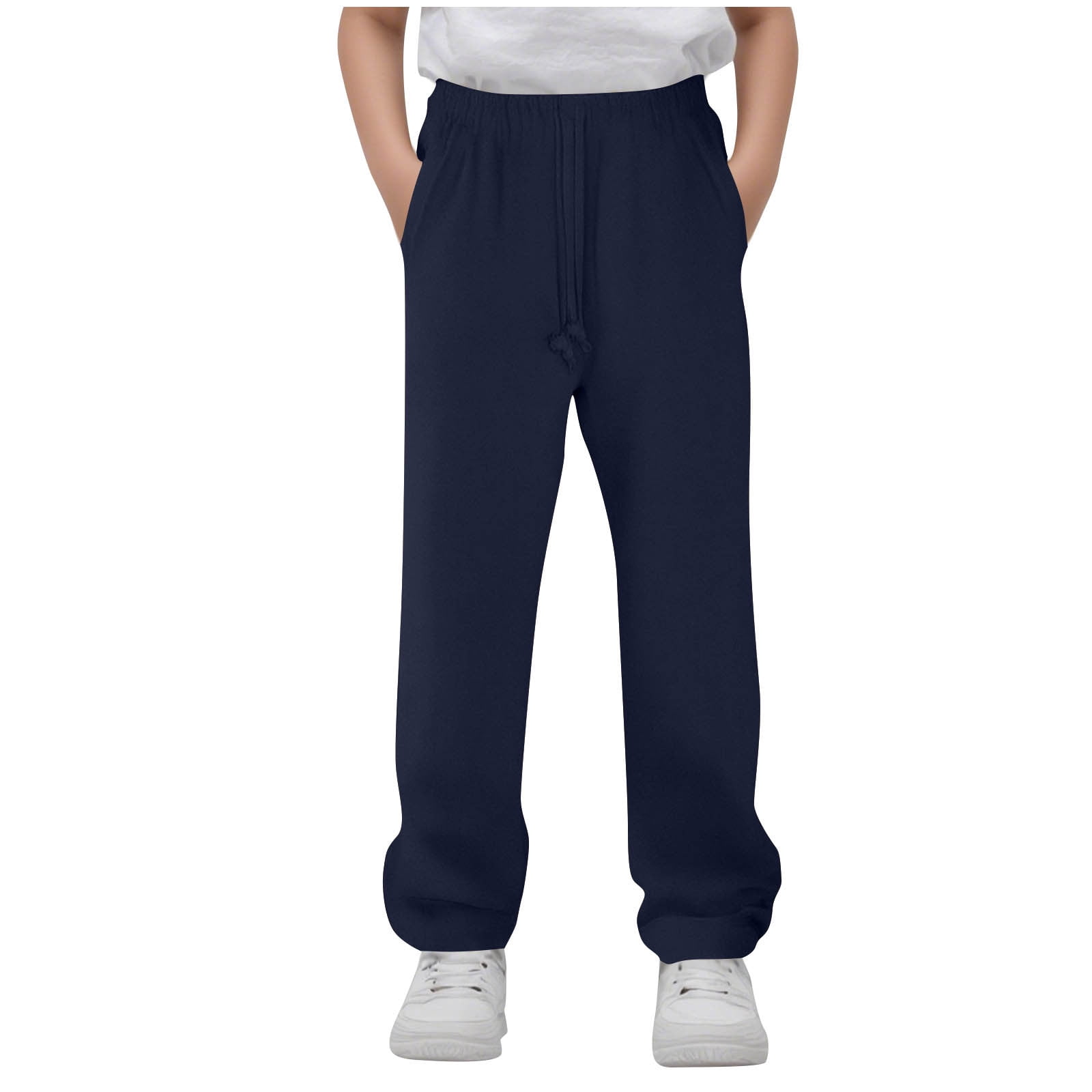 Cavosen Drawstring Strap Pants for Boys Solid Color Elastic Waist ...