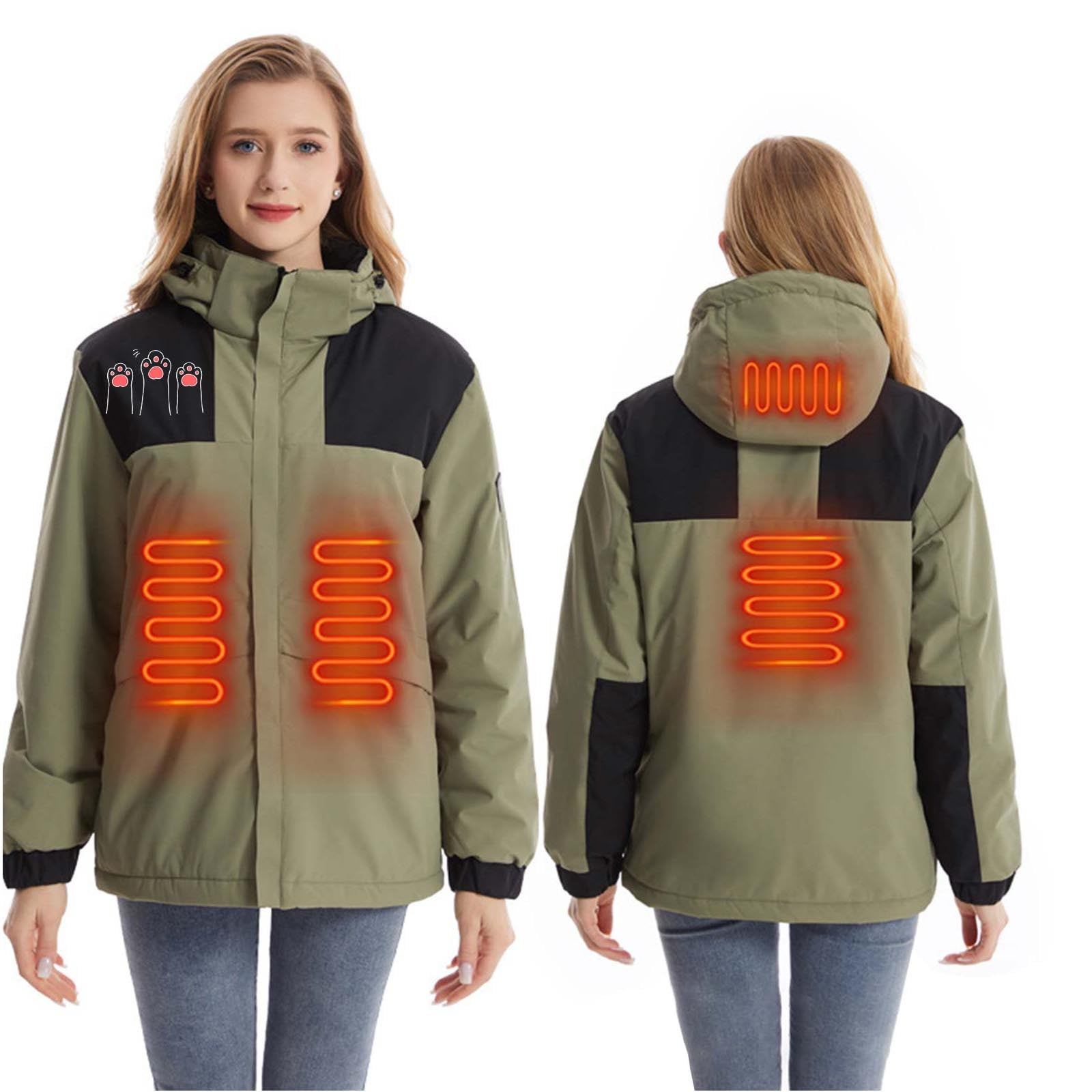 Cavosen Electric Heated Jacket Unisex Rain Coats 4 Heating Zones 1 ...
