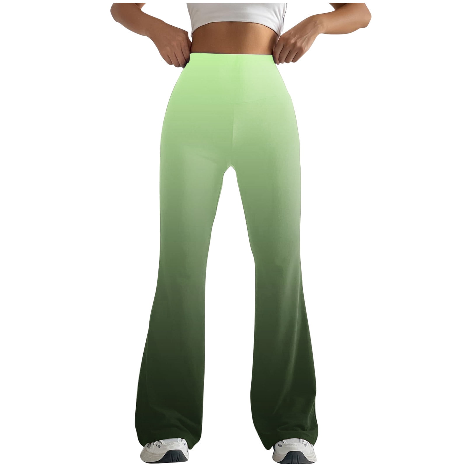 Cavosen Flared Yoga Pants for Women Green Elastic Waisted Leggings ...