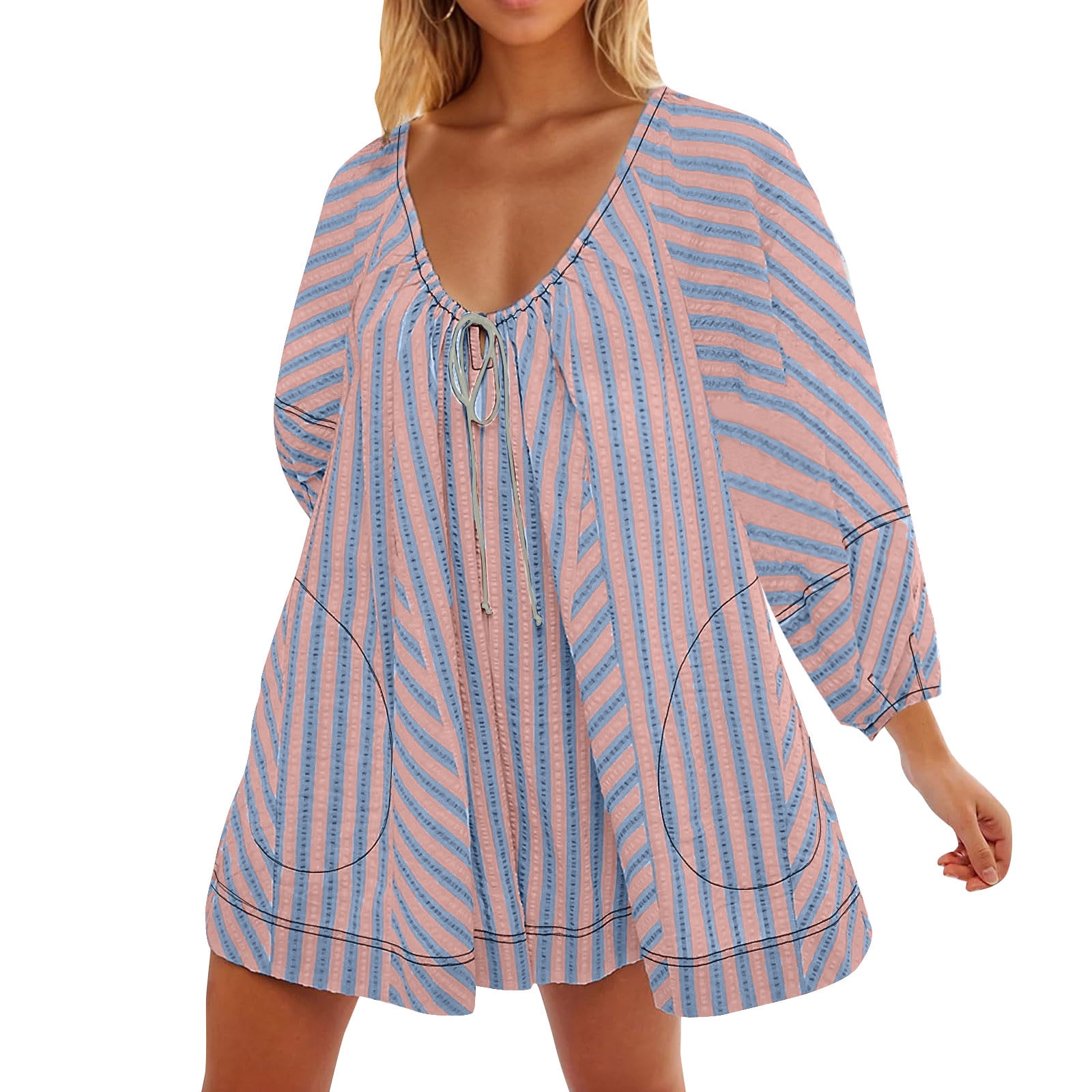 Cavosen Flowy Jumpsuits for Women Plus Size V Neck Long Sleeve Loose ...