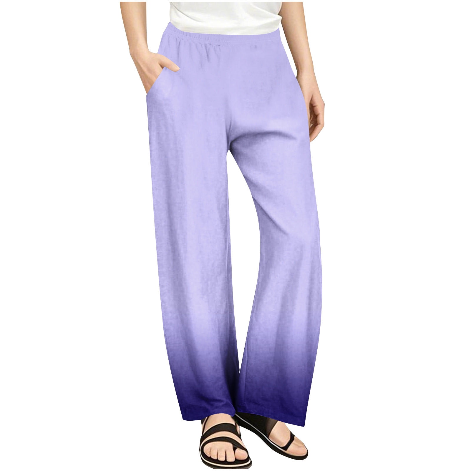 Cavosen Full Length Gym Pants Loose High Waist Wide Straight Leg Pant ...