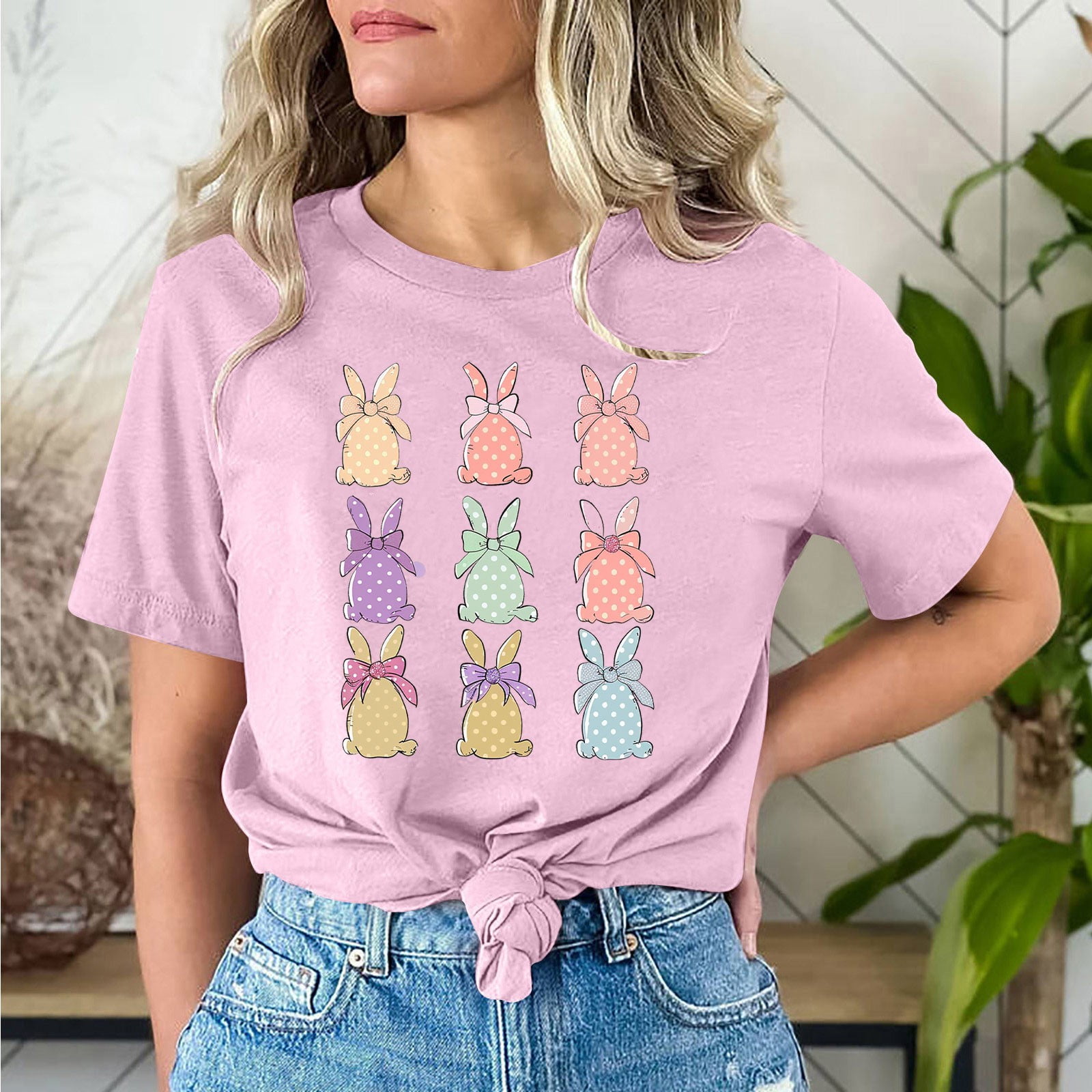Cavosen Happy Easter Cute Shirts for Women Short Sleeve Summer Plus ...