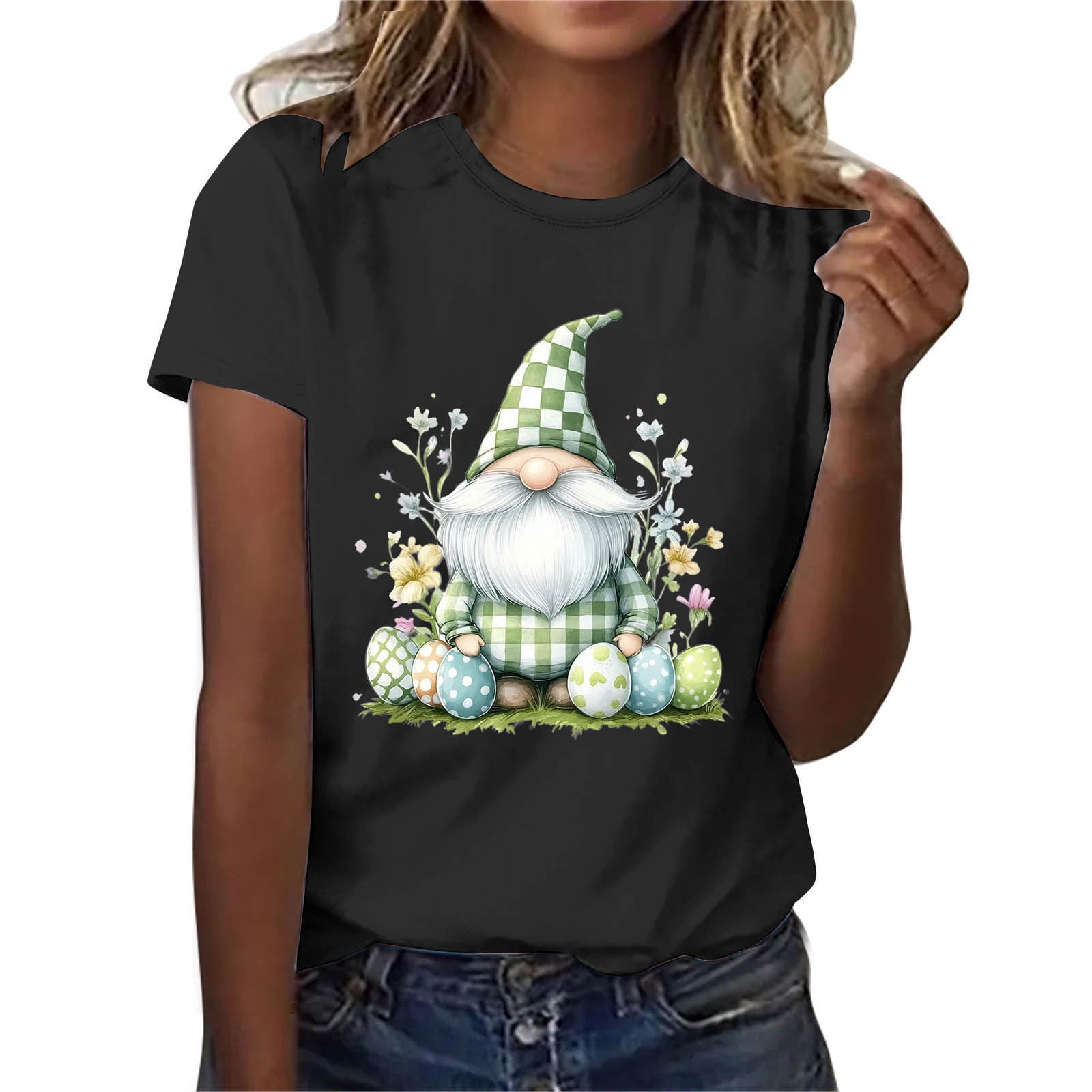 Cavosen Happy Easter Women's Tops and Blouses Short Sleeve Summer Eggs ...