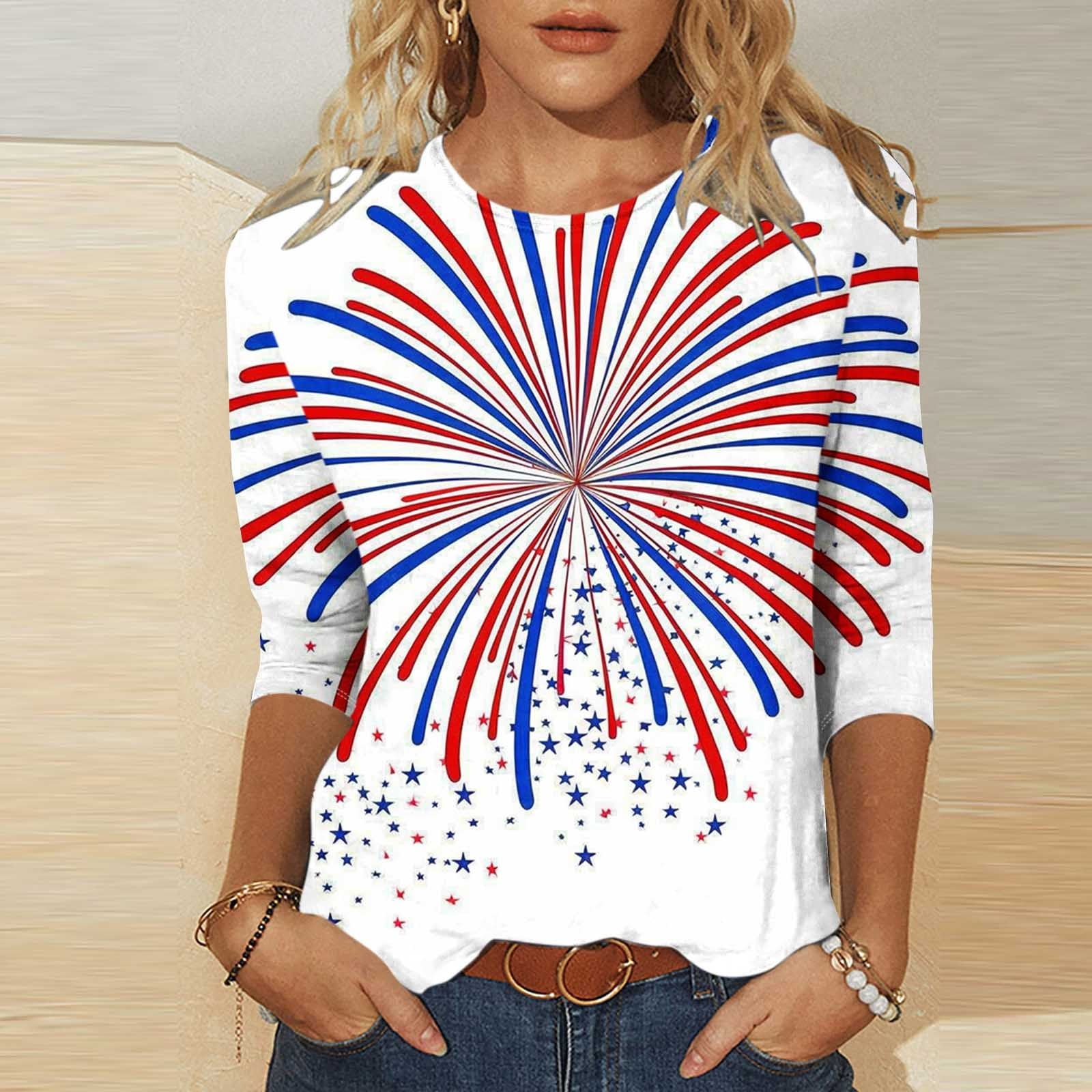 Cavosen Independence Day Clothes Women Petite Independence Day 3/4 ...