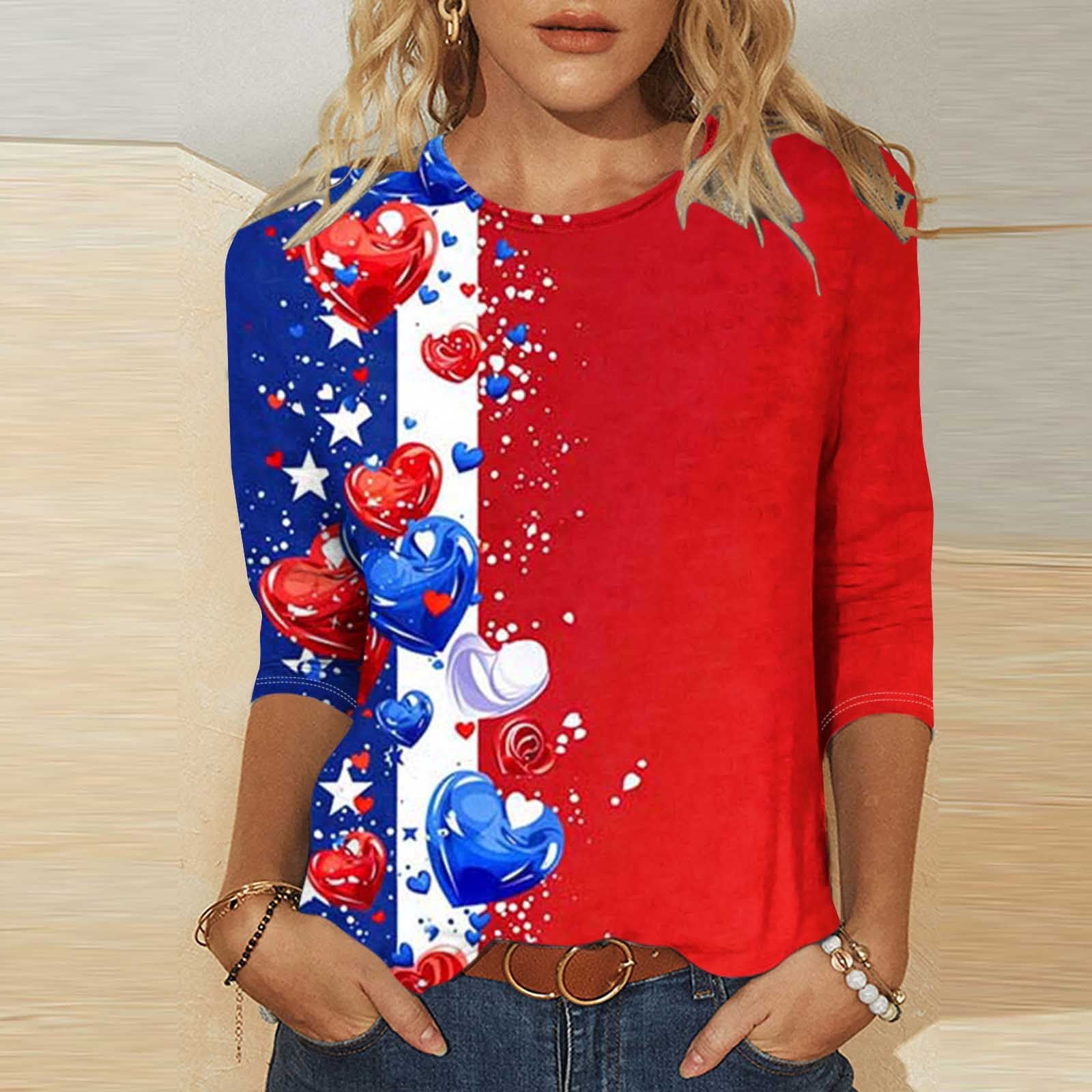 Cavosen Independence Day Clothes Women Petite Independence Day 3/4 ...