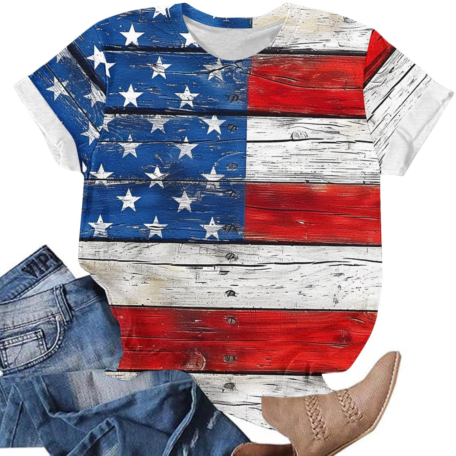Cavosen Independence Day Clothes Women Petite Red White and Blue Short ...