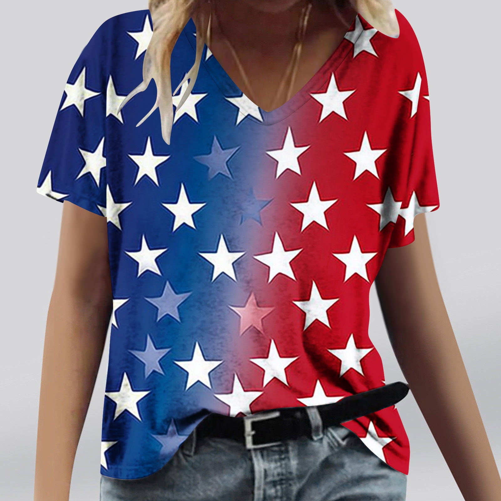 Cavosen Independence Day Clothes Women Petite Red White and Blue Short ...