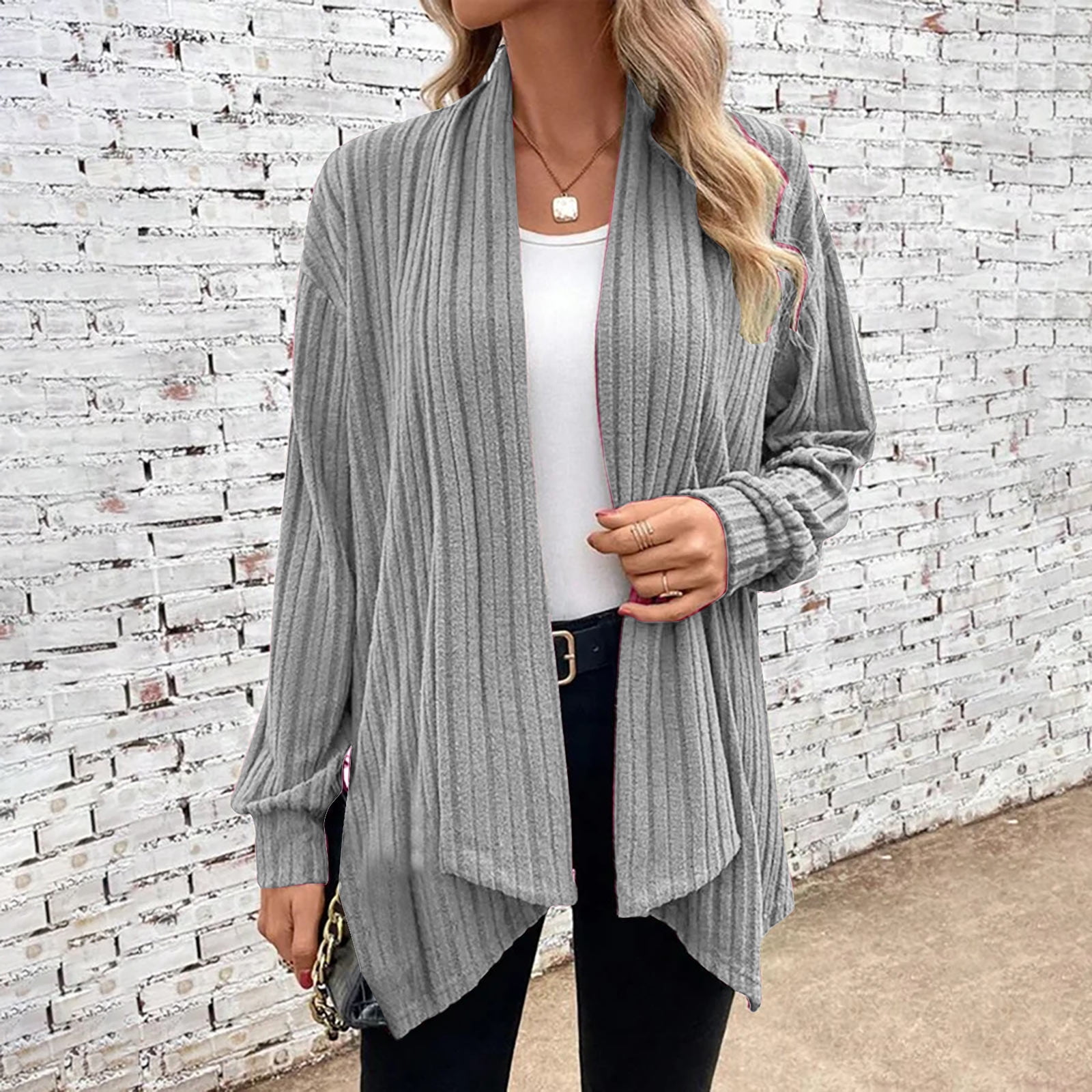 Cavosen Long Cardigans for Women Summer Gray Long Sleeve Duster ...