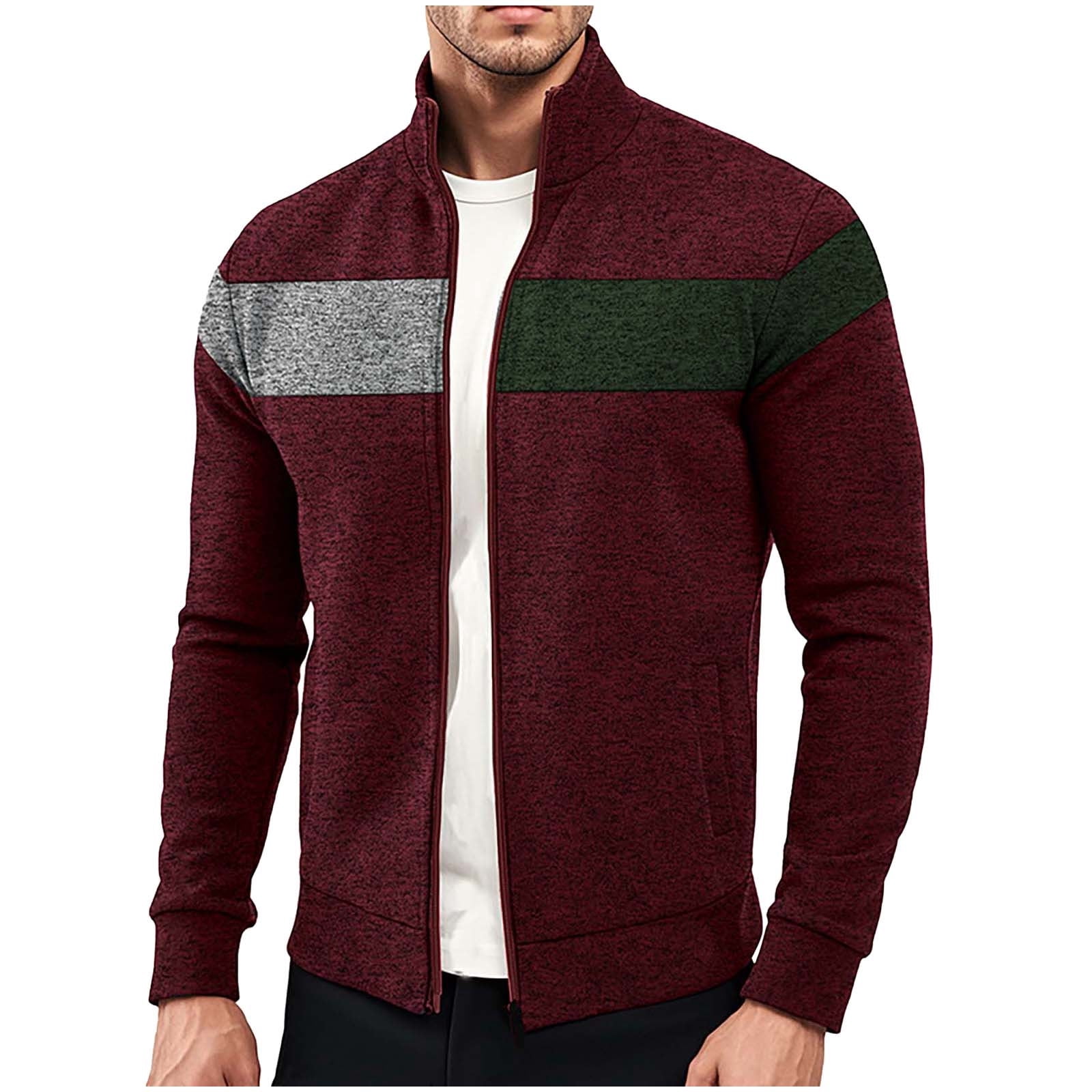 Cavosen Long Jacket for Men Winproof Stand Collar Coat Warm Outdoor ...