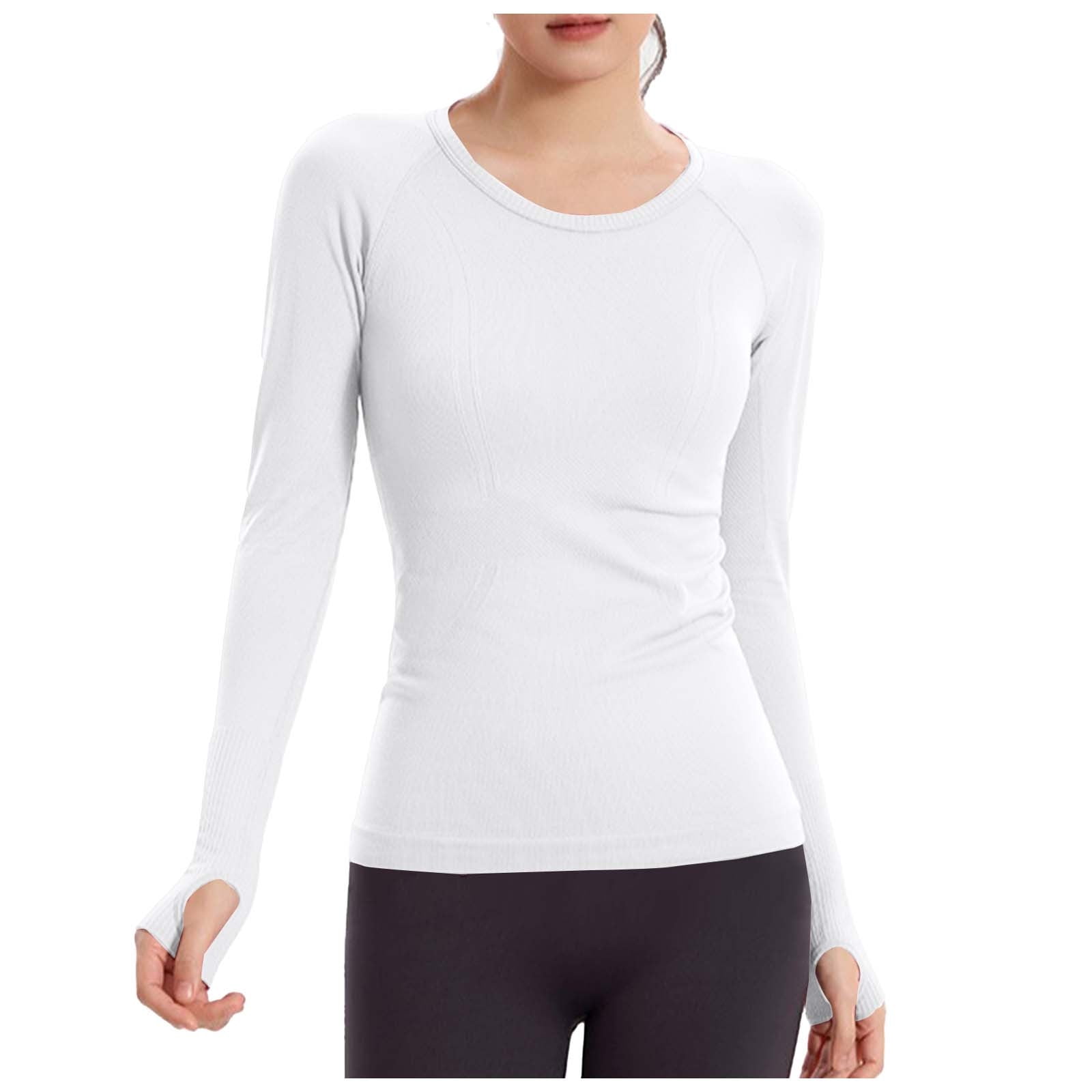 Cavosen Long Sleeve Undershirt Seamless Crewneck Stretch Base Layer Tee ...