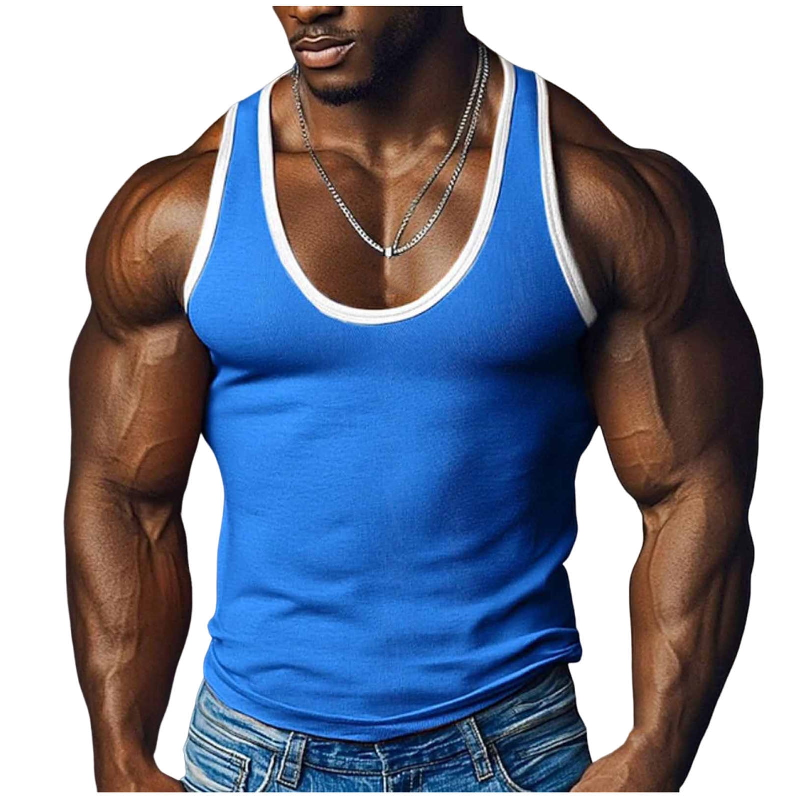 Cavosen Loose Tank Tops for Men Crew Neck Sleeveless Top Solid ...