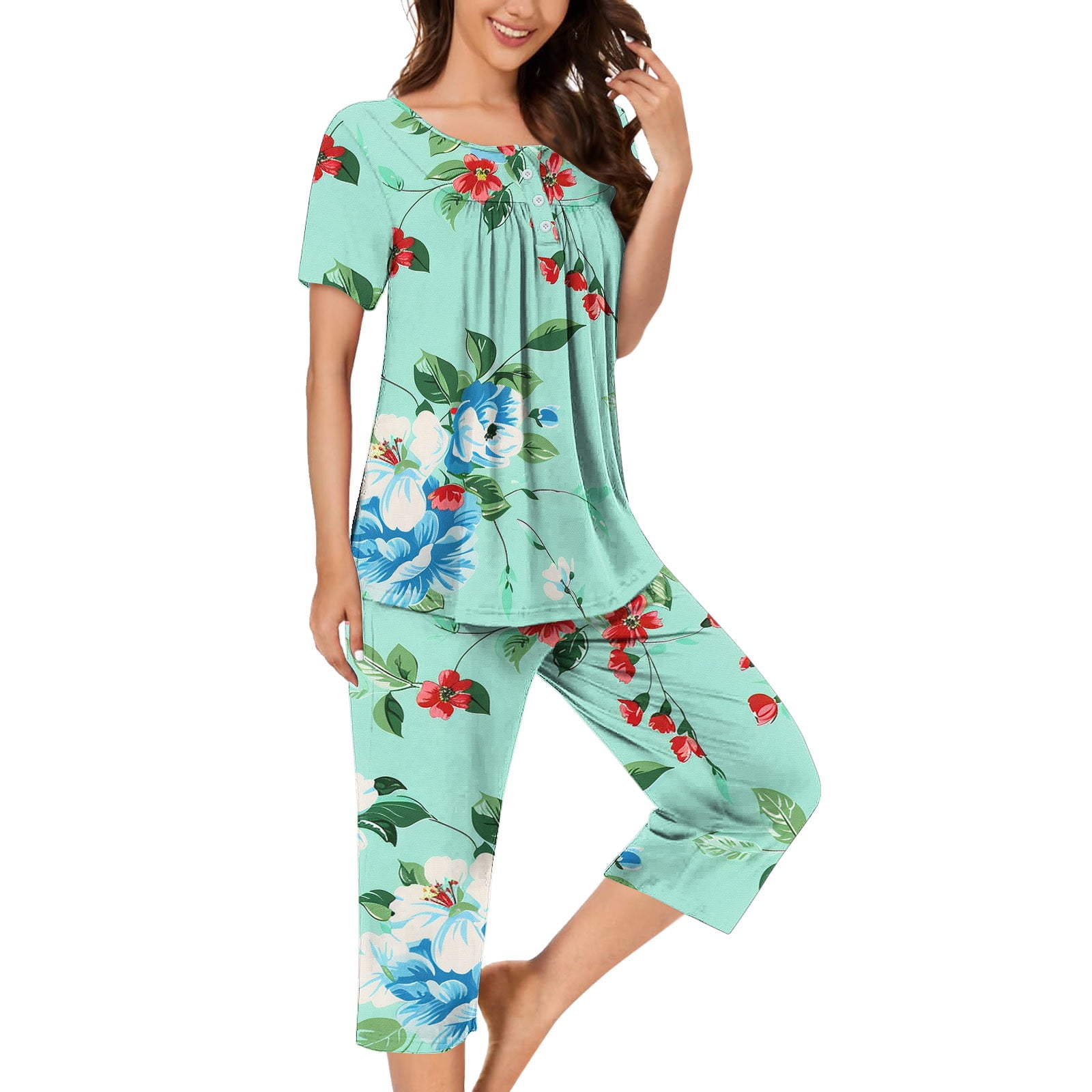 Cavosen Lounge Sets for Women 2 Piece with Pocket Button Pajamas ...