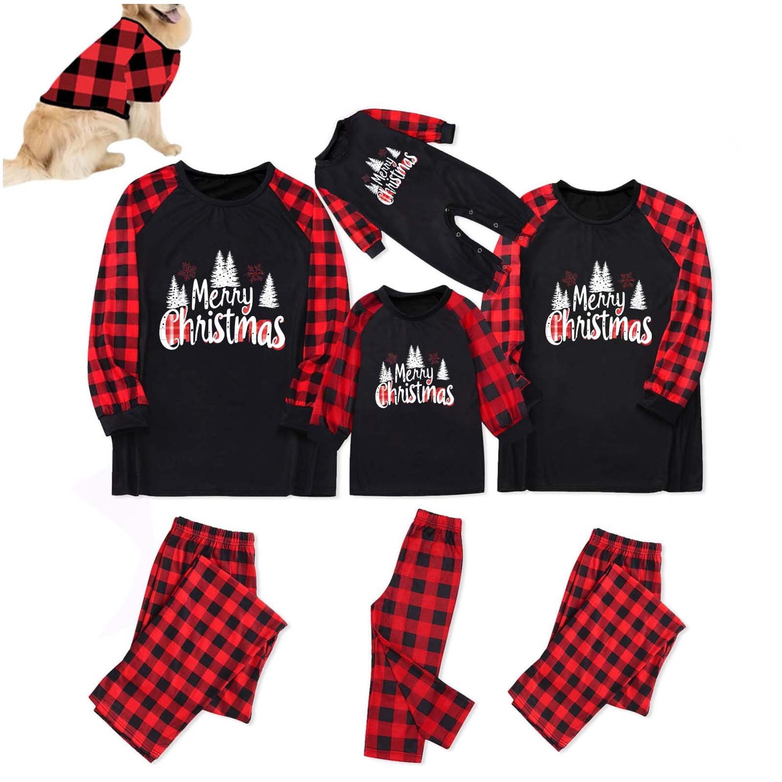 Cavosen Matching Family Christmas Pajamas with Dog 2 Piece Outfits for ...