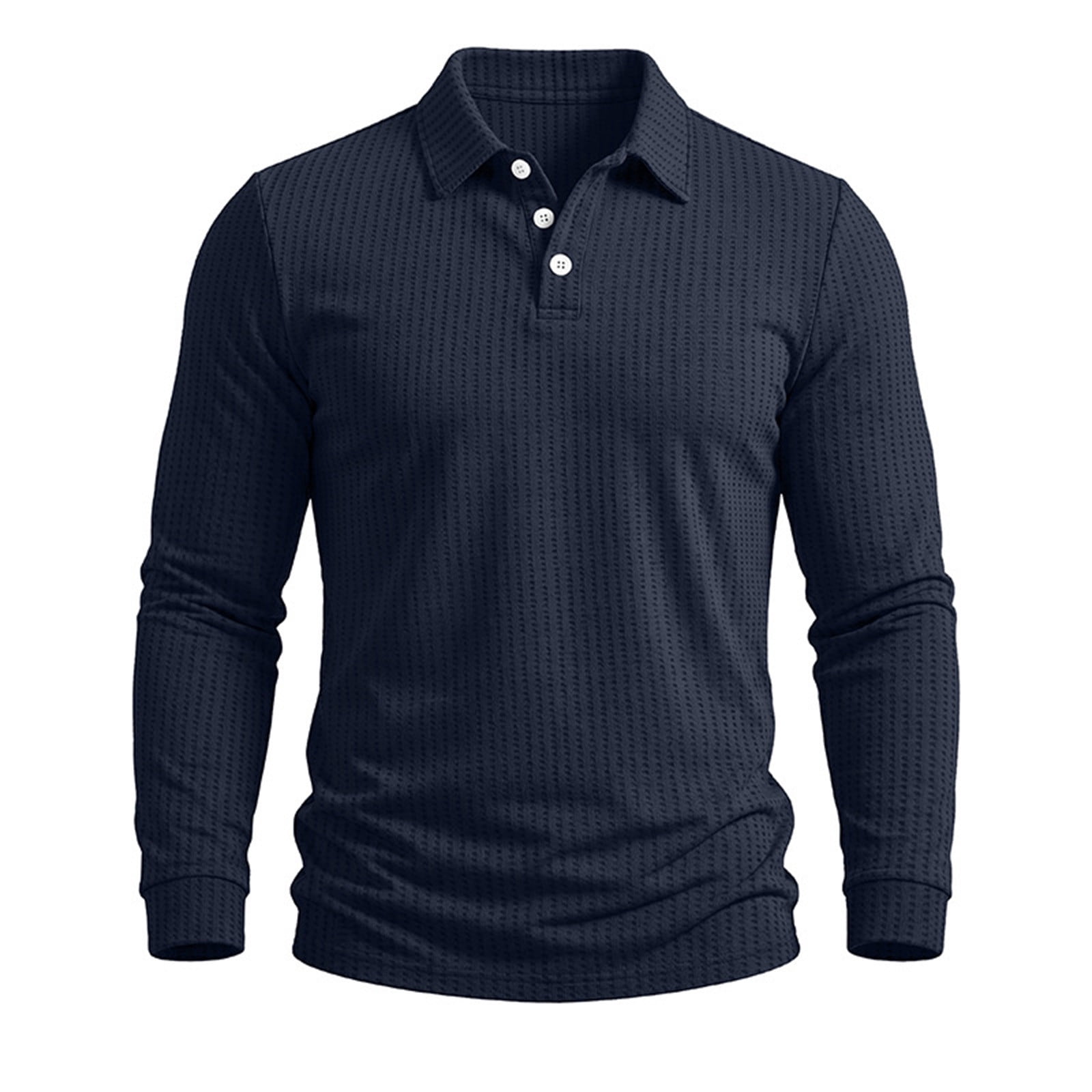 Cavosen Men's Long Sleeve Button down Shirt Waffle Lapel Slim Blouse ...