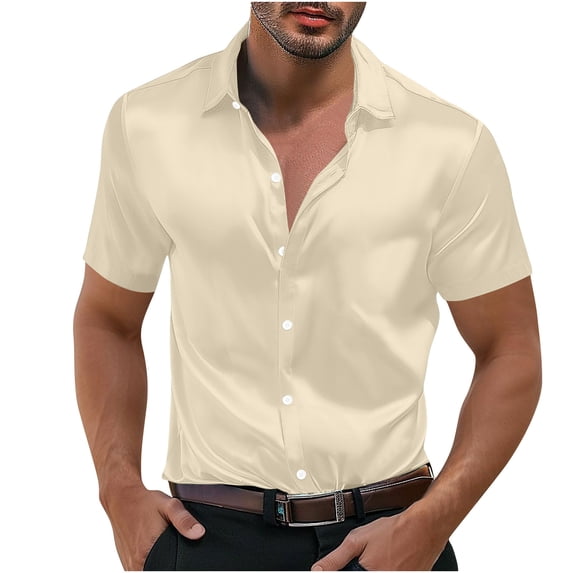 Cavosen Mens Button up Shirt Button Down Short Sleeve Dress Shirt Stain ...