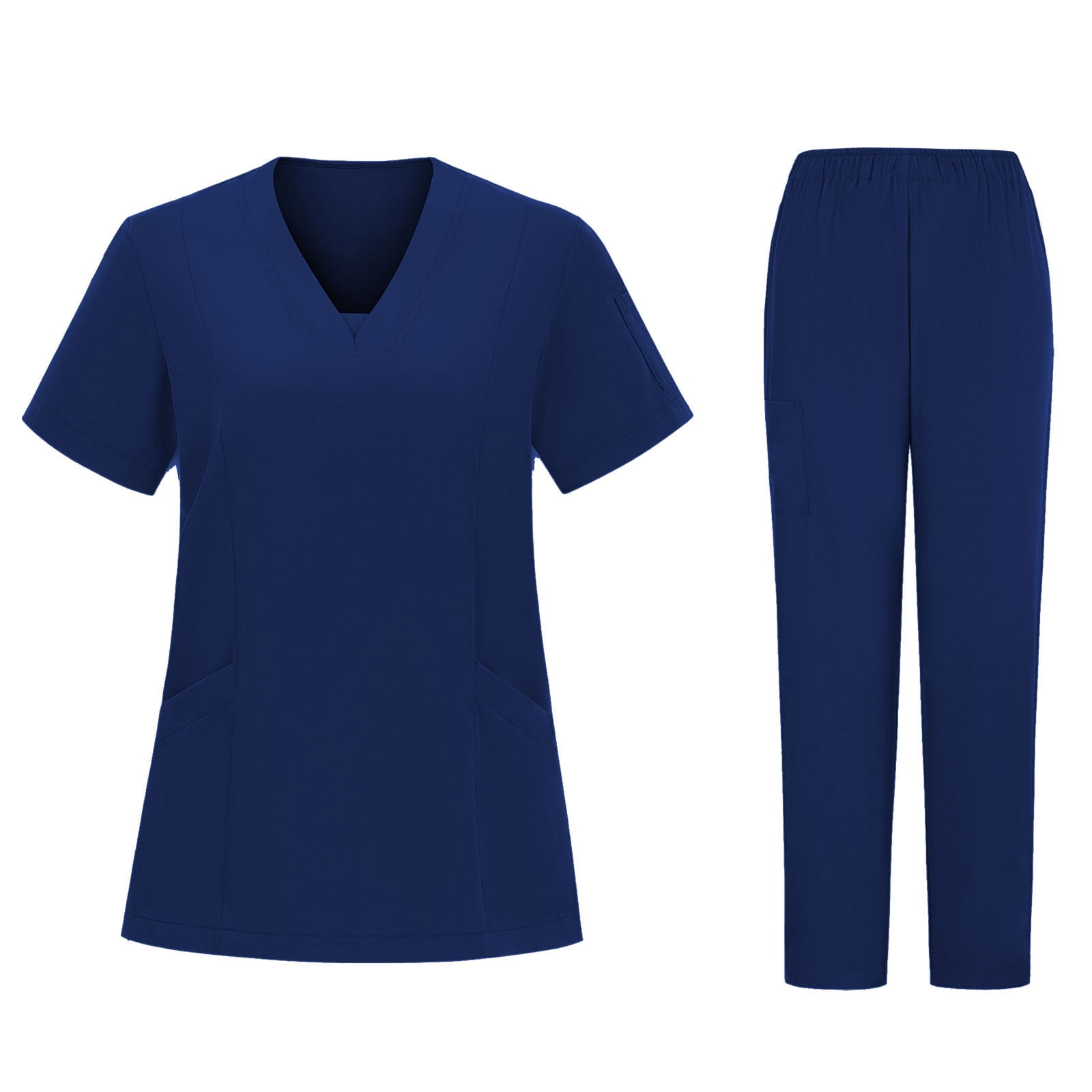 Cavosen Nurse Scrubs Uniform Womens Sets Blue 2 Piece Outfit with ...