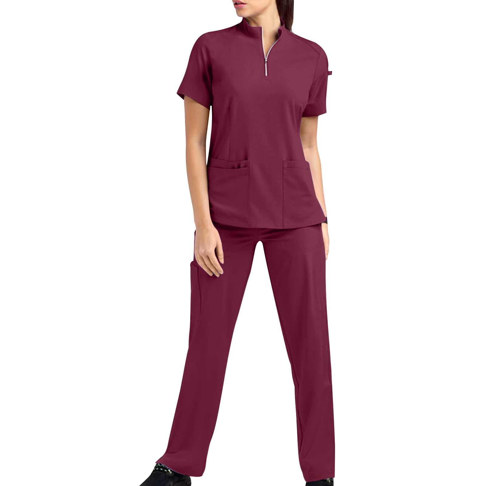 Cavosen Nursing Scrubs for Women Sets Red 2 Piece Outfit with Pocket ...