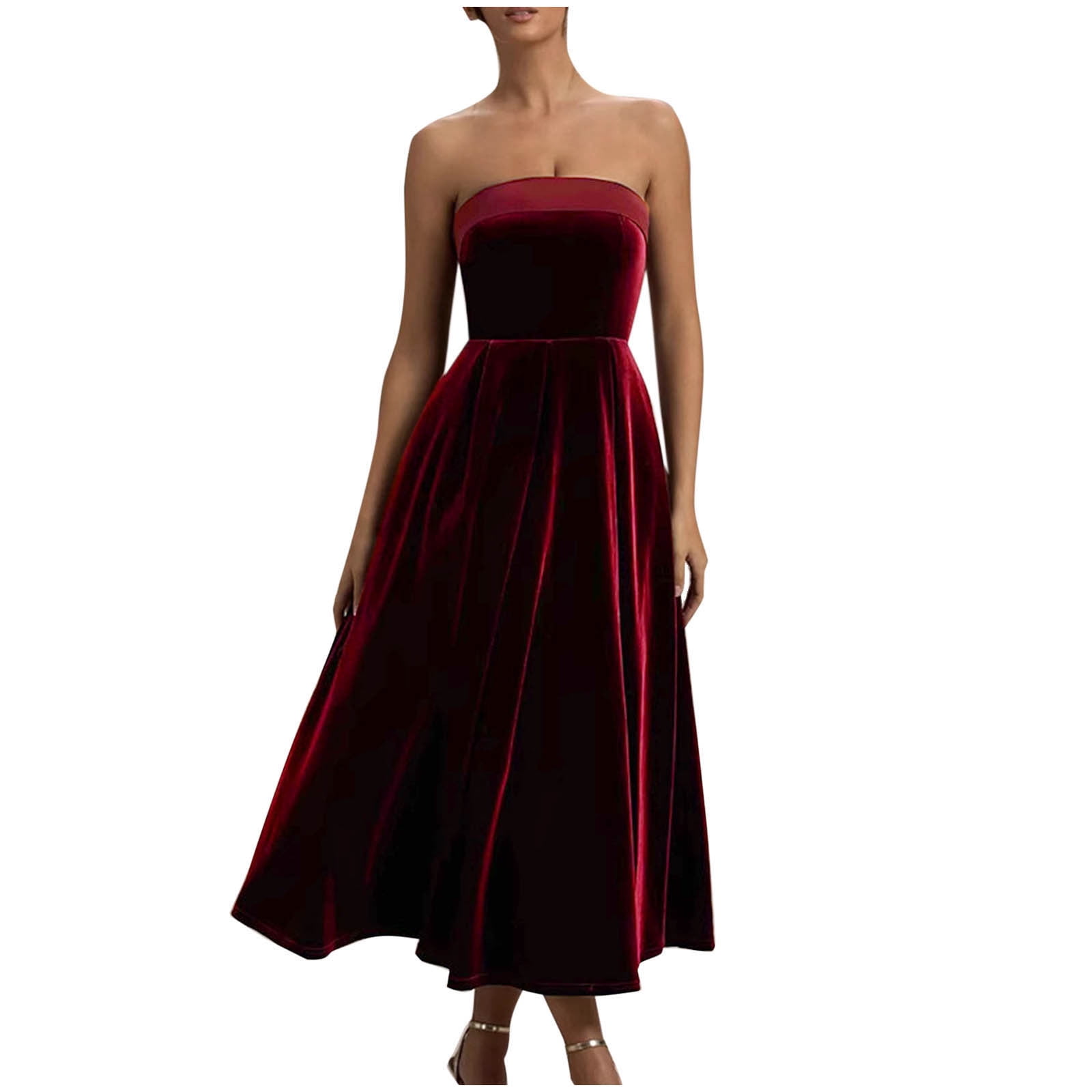 Cavosen One Shoulder for Women Low Back Velvet Bodycon A Line Maxi Off ...