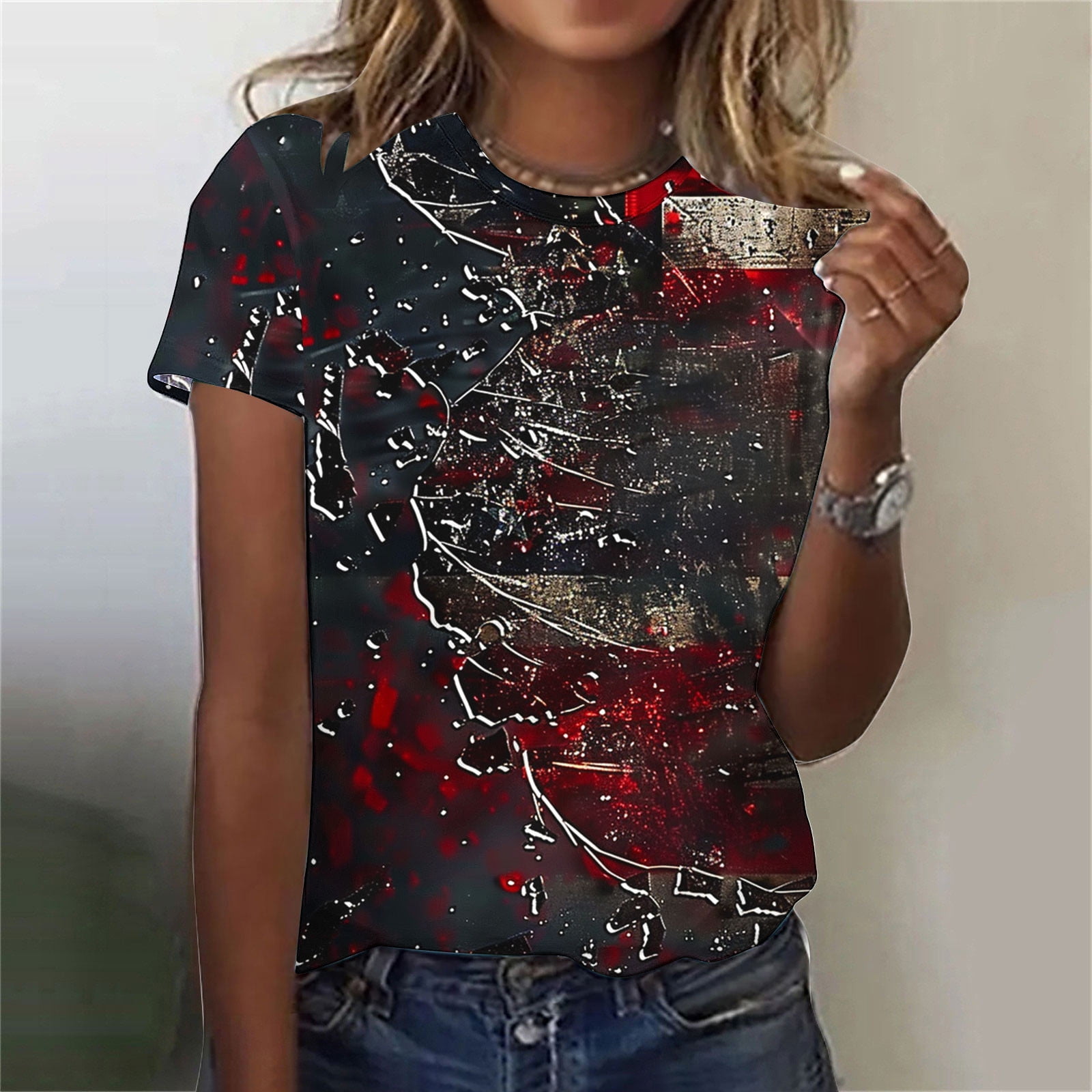 Cavosen Patriotic Clothes for Women Petite Red White and Blue Short ...