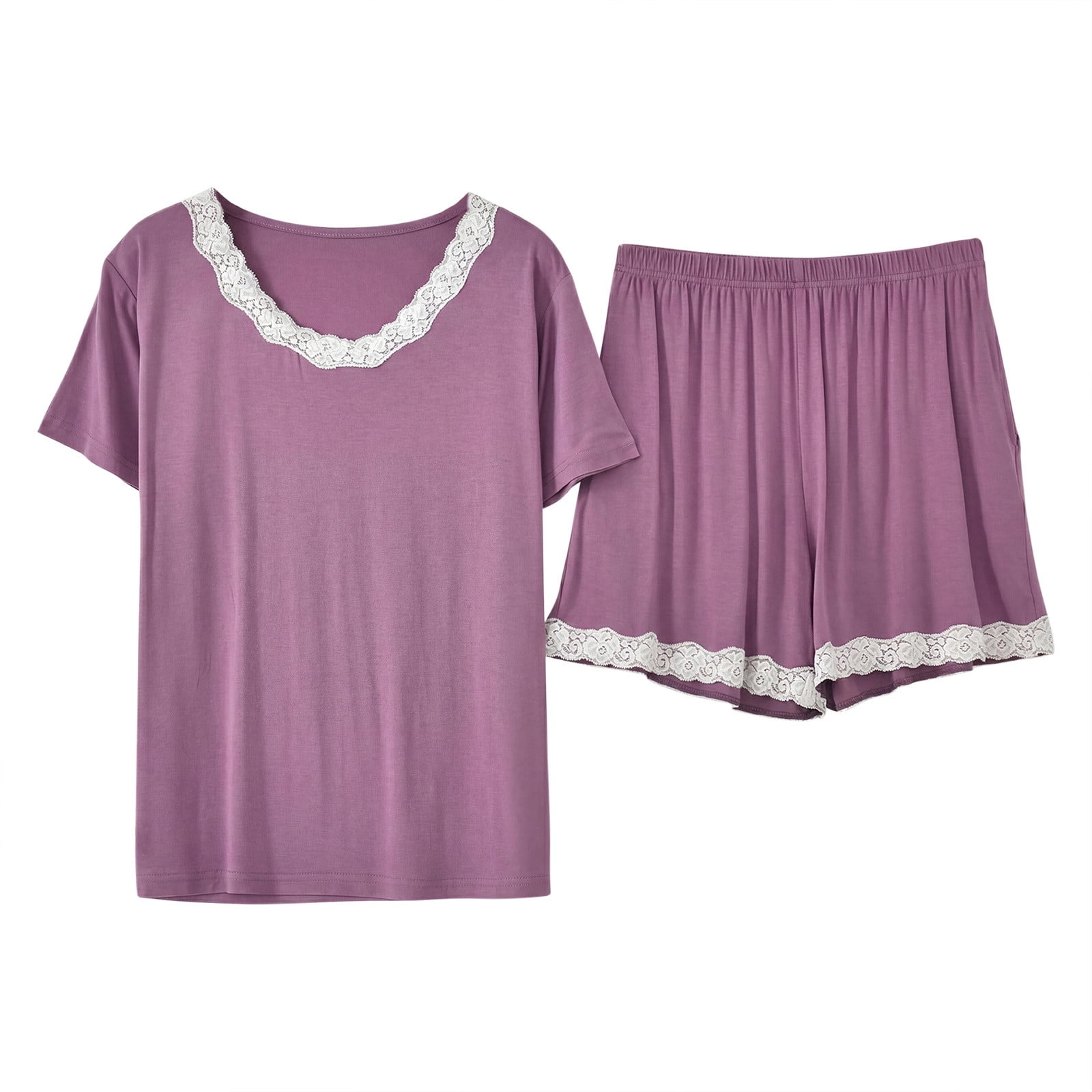 Cavosen Plus Size Pajamas for Women Set 2 Piece Casual Crewneck Short ...