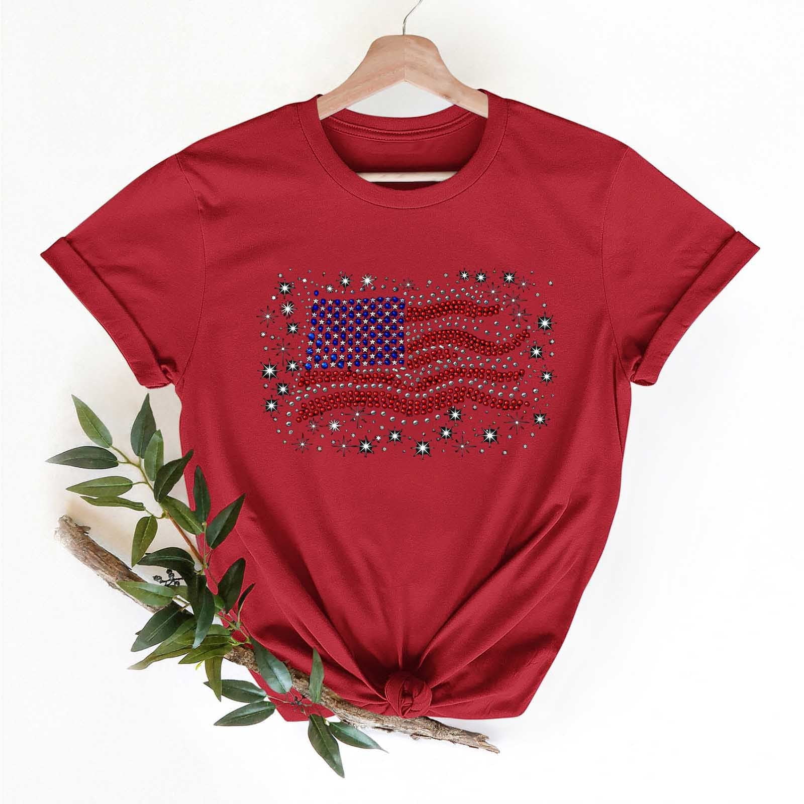 Cavosen Red White and Blue Shirts for Women Petite Patriotic Short ...