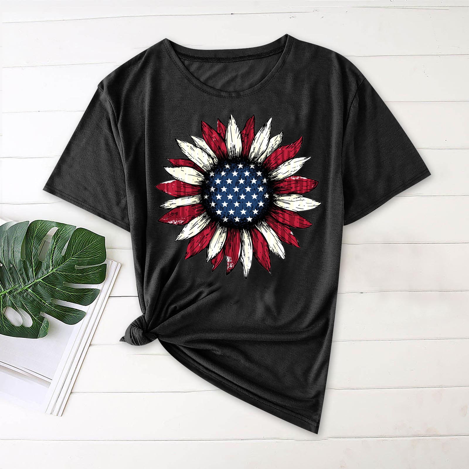 Cavosen Red White and Blue T Shirts Women Petite Patriotic Short Sleeve ...