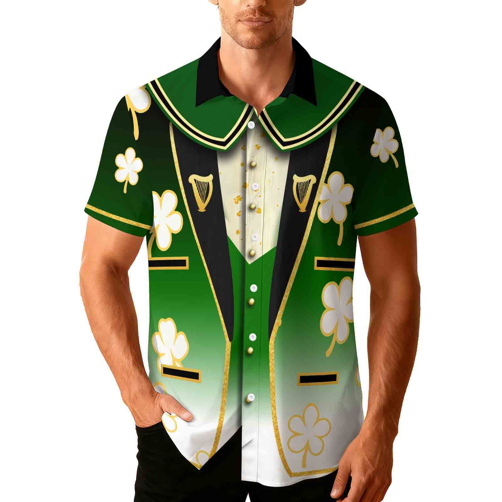 Cavosen St Patrick's Button down Shirts for Women Funny Green Short ...