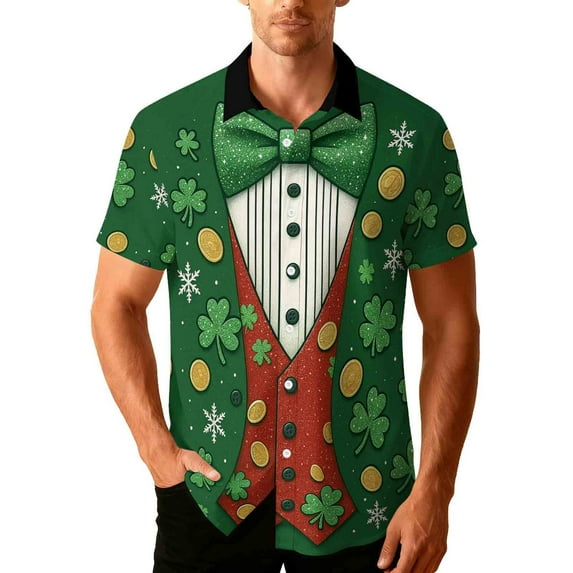 Cavosen St Patrick's Button down Shirt Women Funny Green Short Sleeve ...