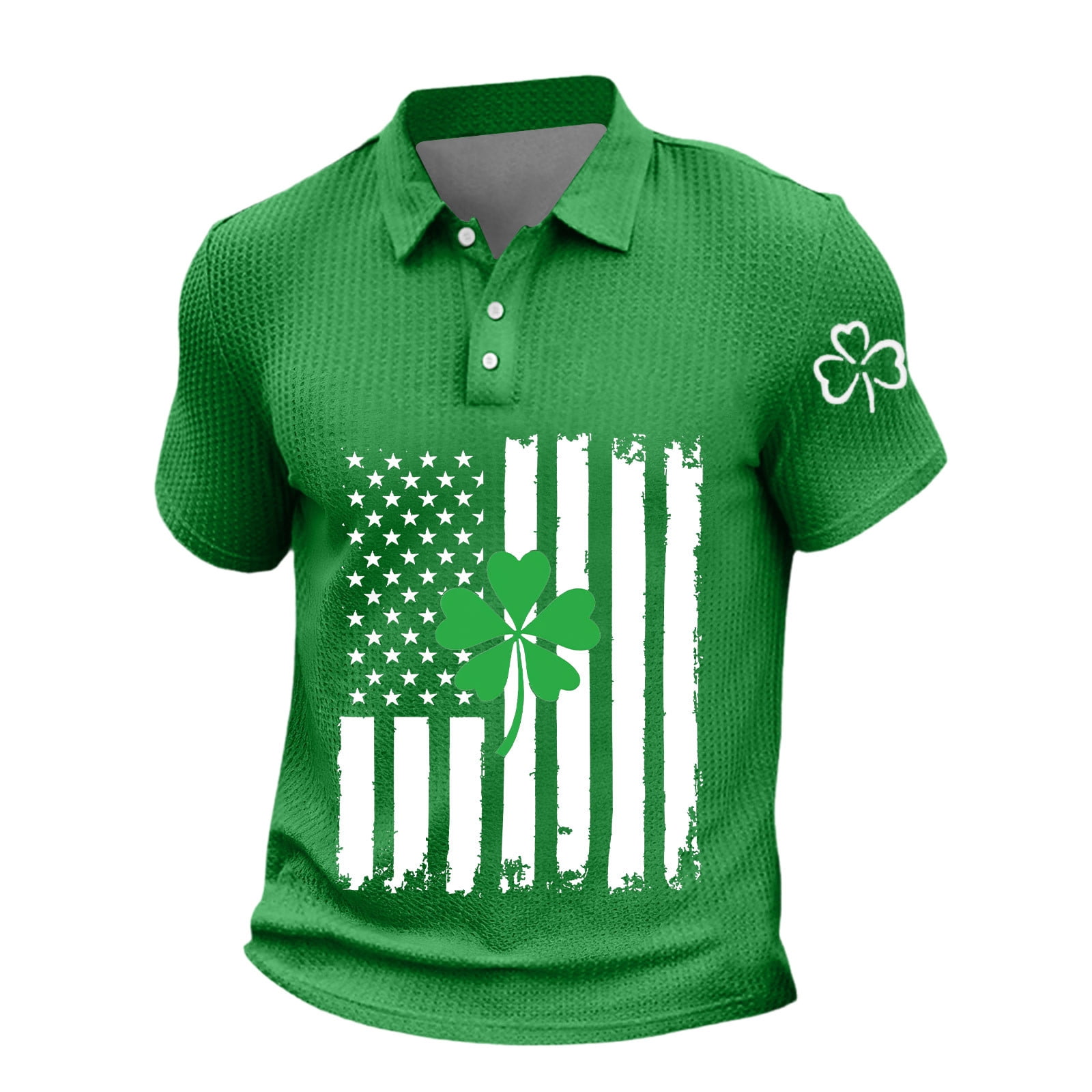 Cavosen St Patrick's Button up Shirt Men Funny Green Short Sleeve Lapel ...