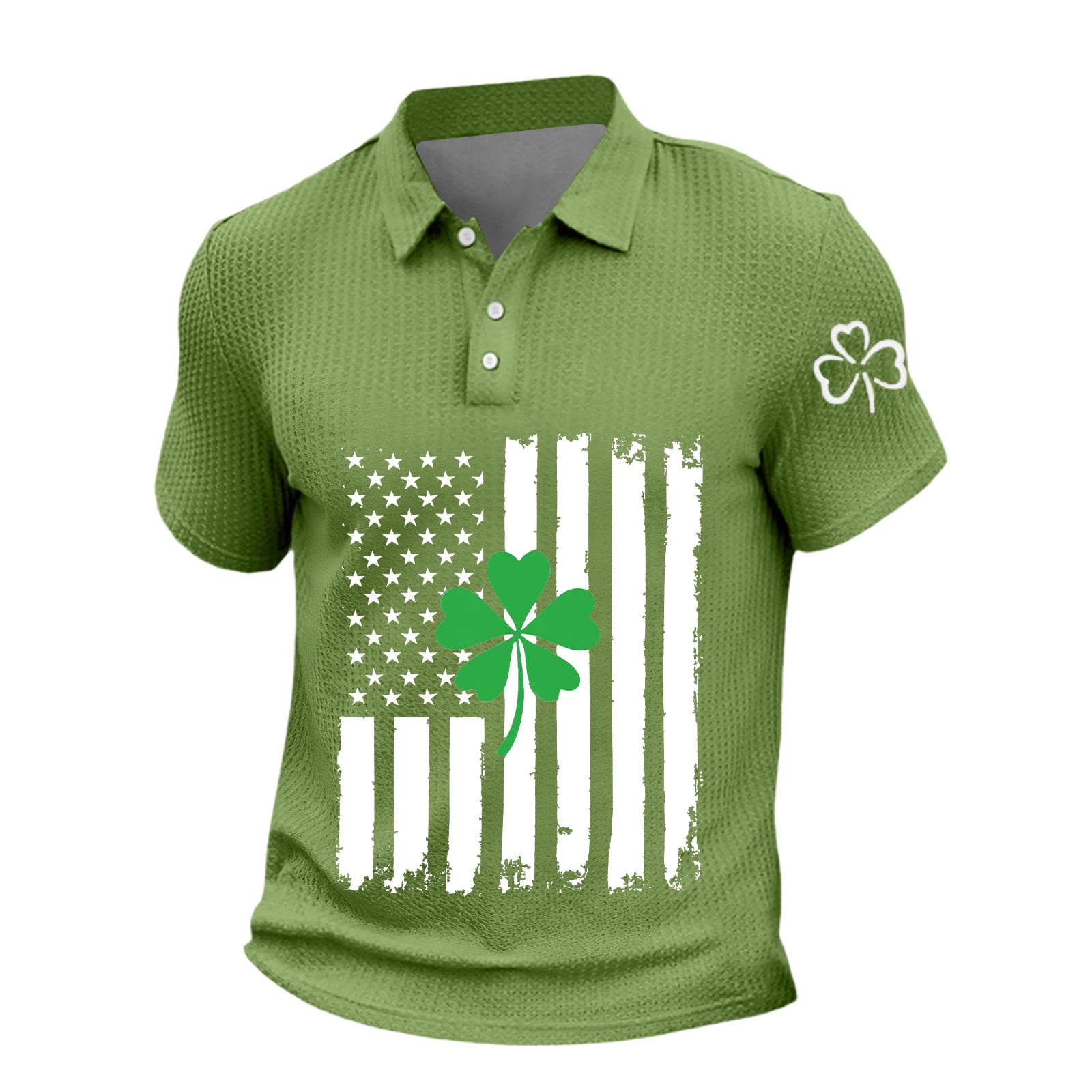 Cavosen St Patrick's Button up Shirt Men Funny Green Short Sleeve Lapel ...