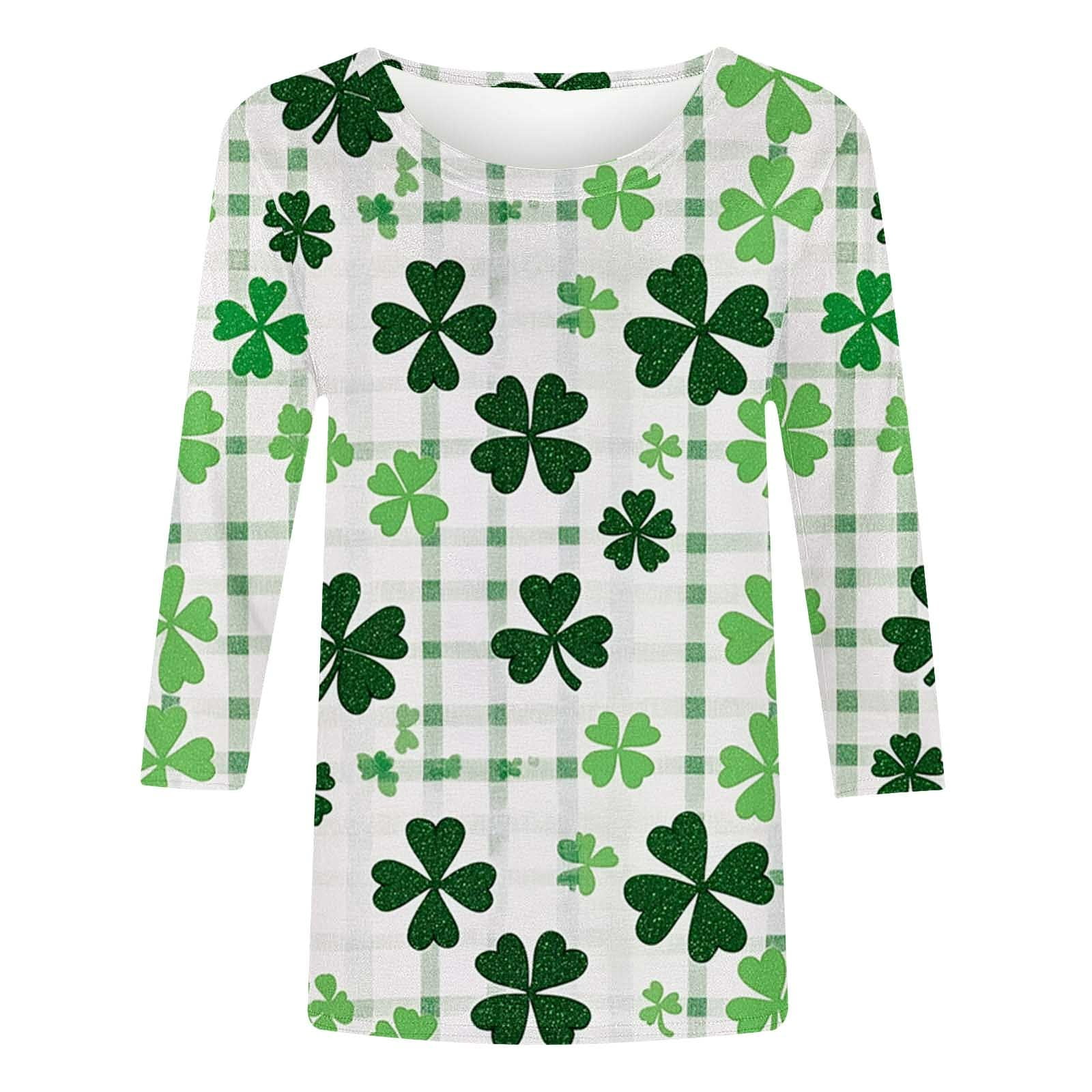 Cavosen St Patrick's Crewneck Sweatshirts Women Funny Green 3/4 Sleeve ...