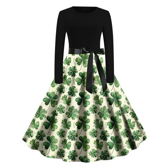 Cavosen St. Patrick's Day Dresses for Women Shamrock Irish Graphic Crew ...