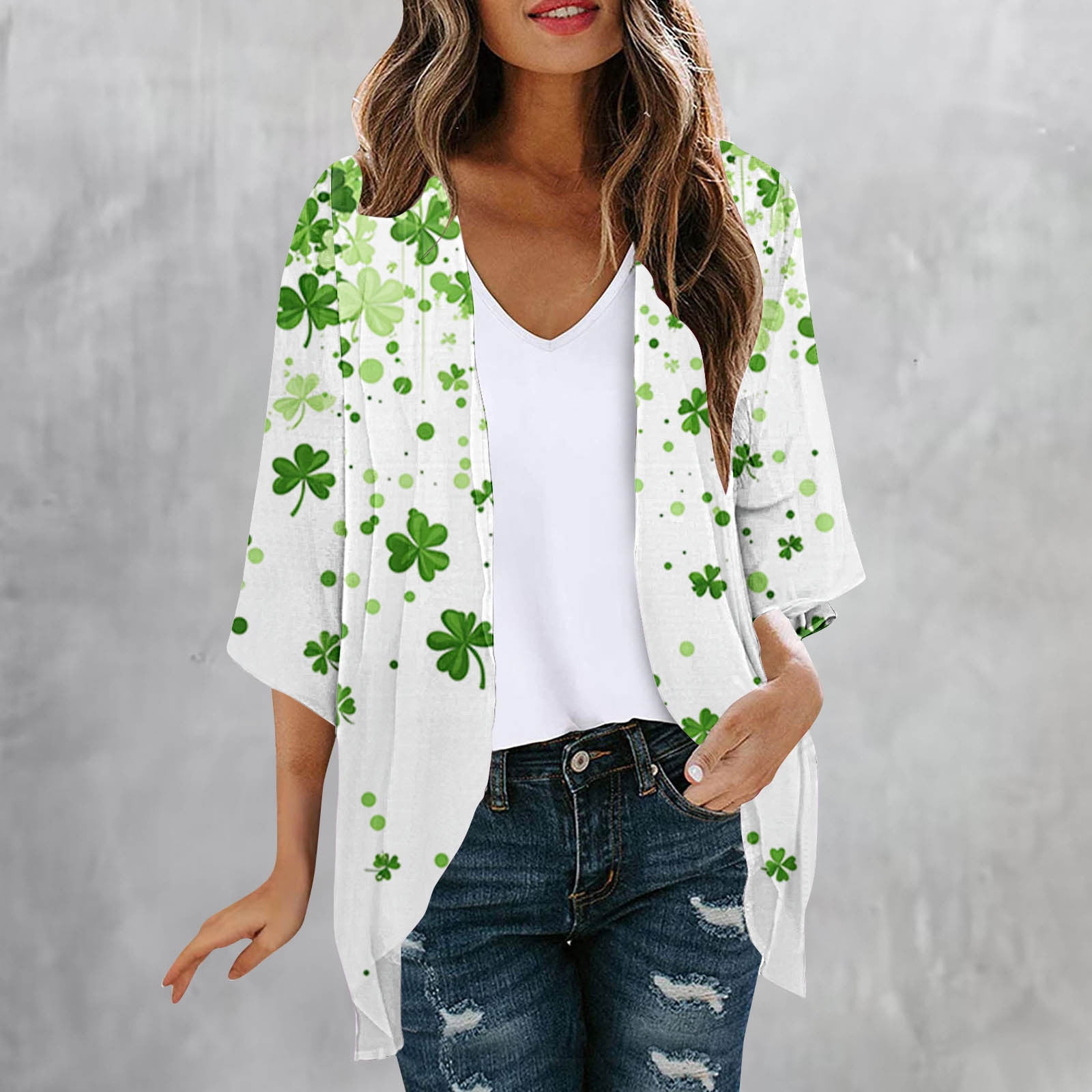 Cavosen St.Patrick's Day Womens Long Cardigan Sweaters Plus Size Green ...