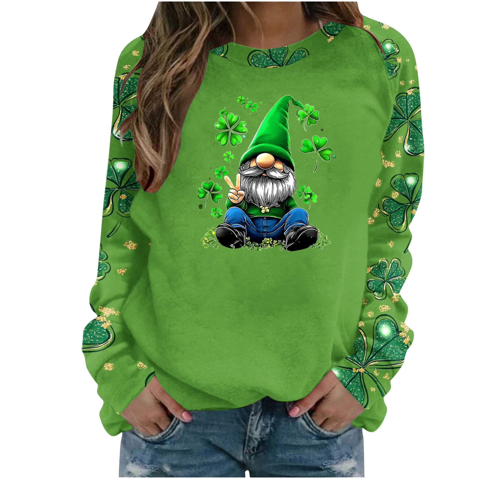 Cavosen St Patrick's Long Sleeve Athletic Shirts for Women Funny Green ...