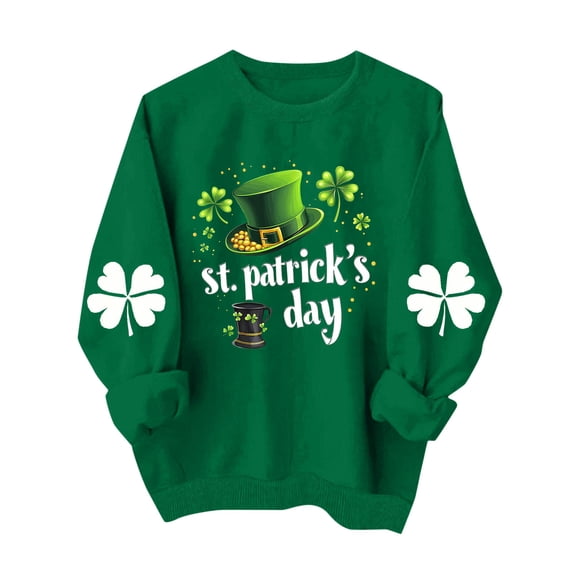Cavosen St Patrick's Long Sleeve Shirts for Men Funny Green Sweatshirt ...