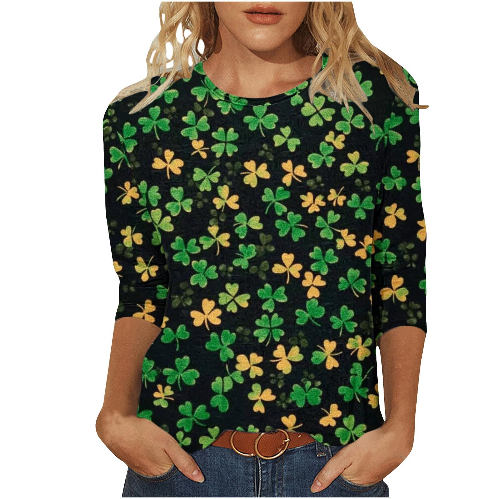 Cavosen St Patrick's Oversized Graphic Tshirts for Women Funny Green 3/ ...
