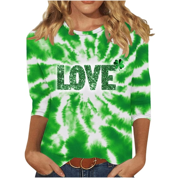 Cavosen St Patrick's Womens T Shirts Graphic Funny Green 3/4 Sleeve ...