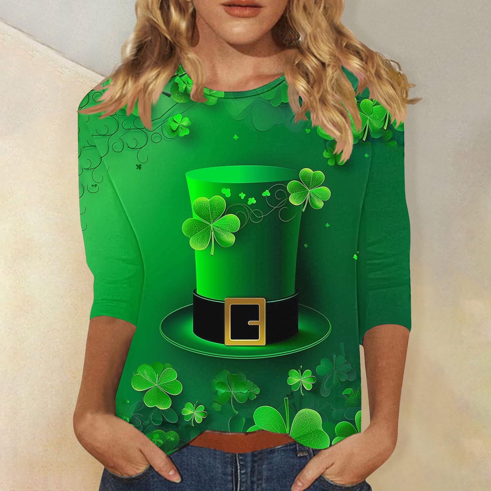 Cavosen St Patricks Day Women's 3/4 Sleeve Tops and Blouses Holiday ...