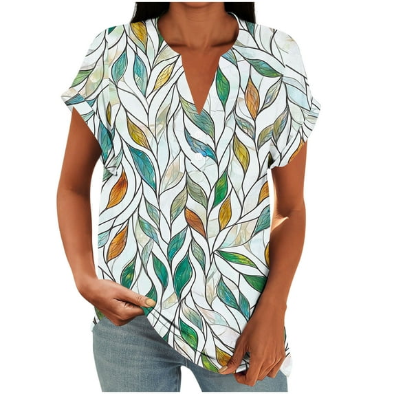 Cavosen T Shirts for Women Graphic Short Sleeve V Neck Shirt Button ...