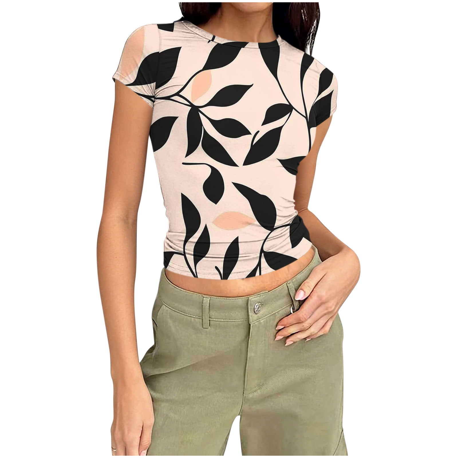 Cavosen Tight Shirts for Women Short Sleeve Crew Neck Shirt Graphic ...