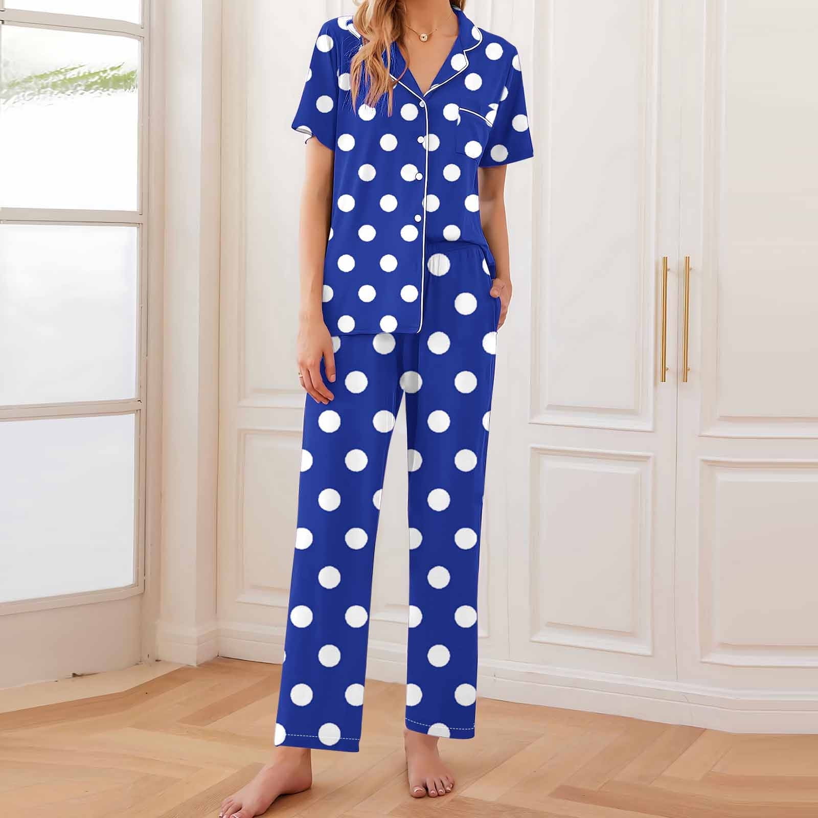 Cavosen Two Piece Pajama Sets for Women Button down Soft Nightwear ...
