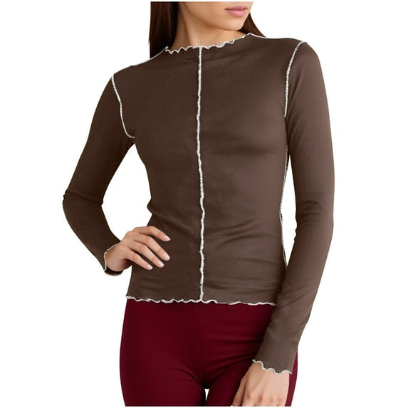 Cavosen Undershirt Women Long Sleeve Crewneck Stretch Base Layer Tee ...