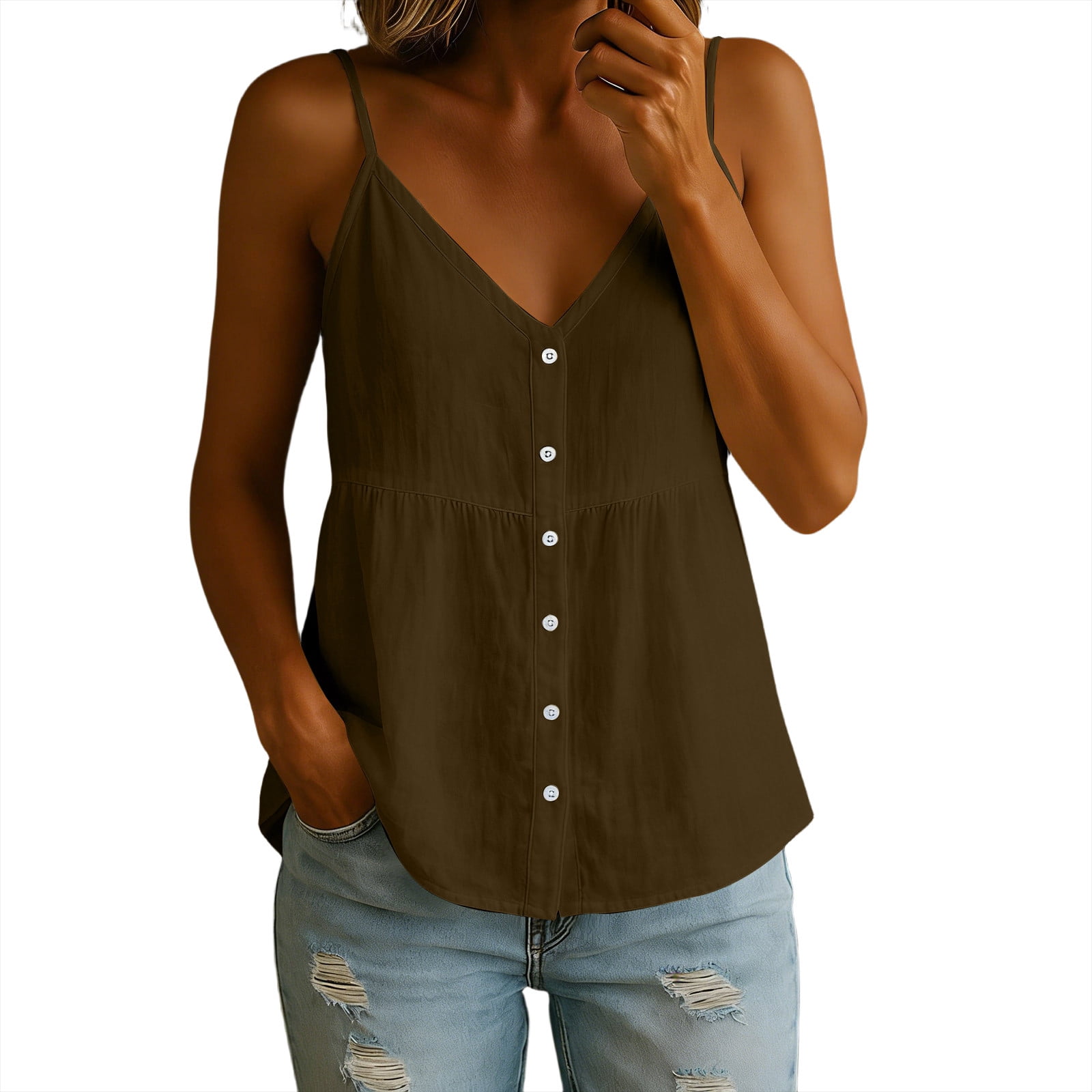 Cavosen V Neck Camisole for Women Linen Holiday Cami Sleeveless ...