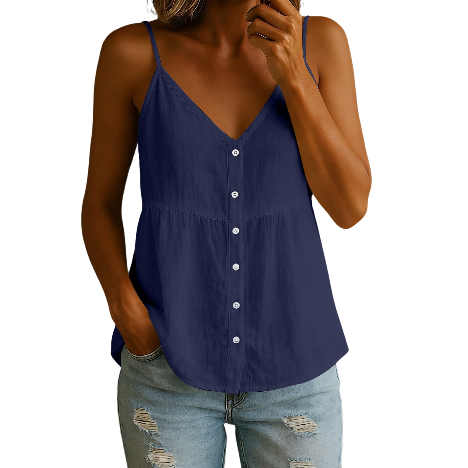 Cavosen V Neck Camisole for Women Linen Holiday Cami Sleeveless ...