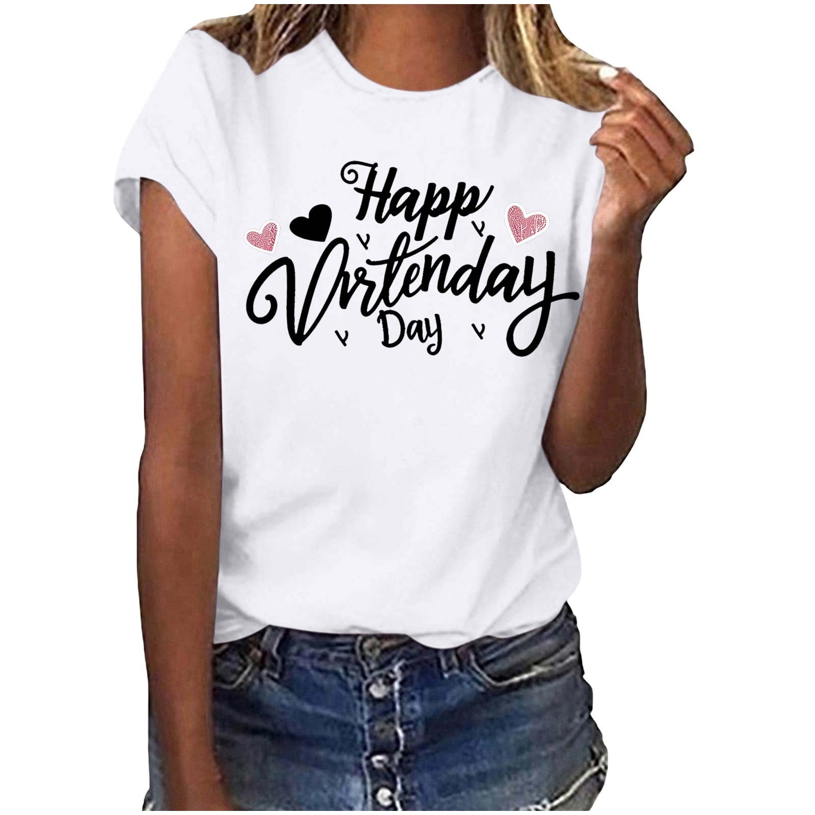 Cavosen Valentine's Day Cropped T Shirts for Women Short Sleeve Crew ...