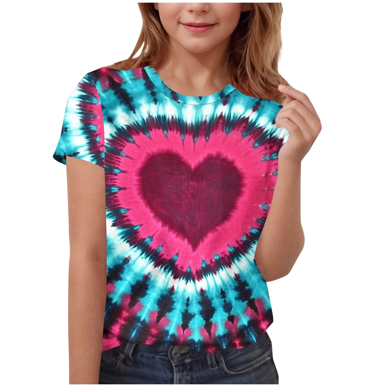 Cavosen Valentine's Day Heart T Shirt Short Sleeve Crew Neck Cute ...