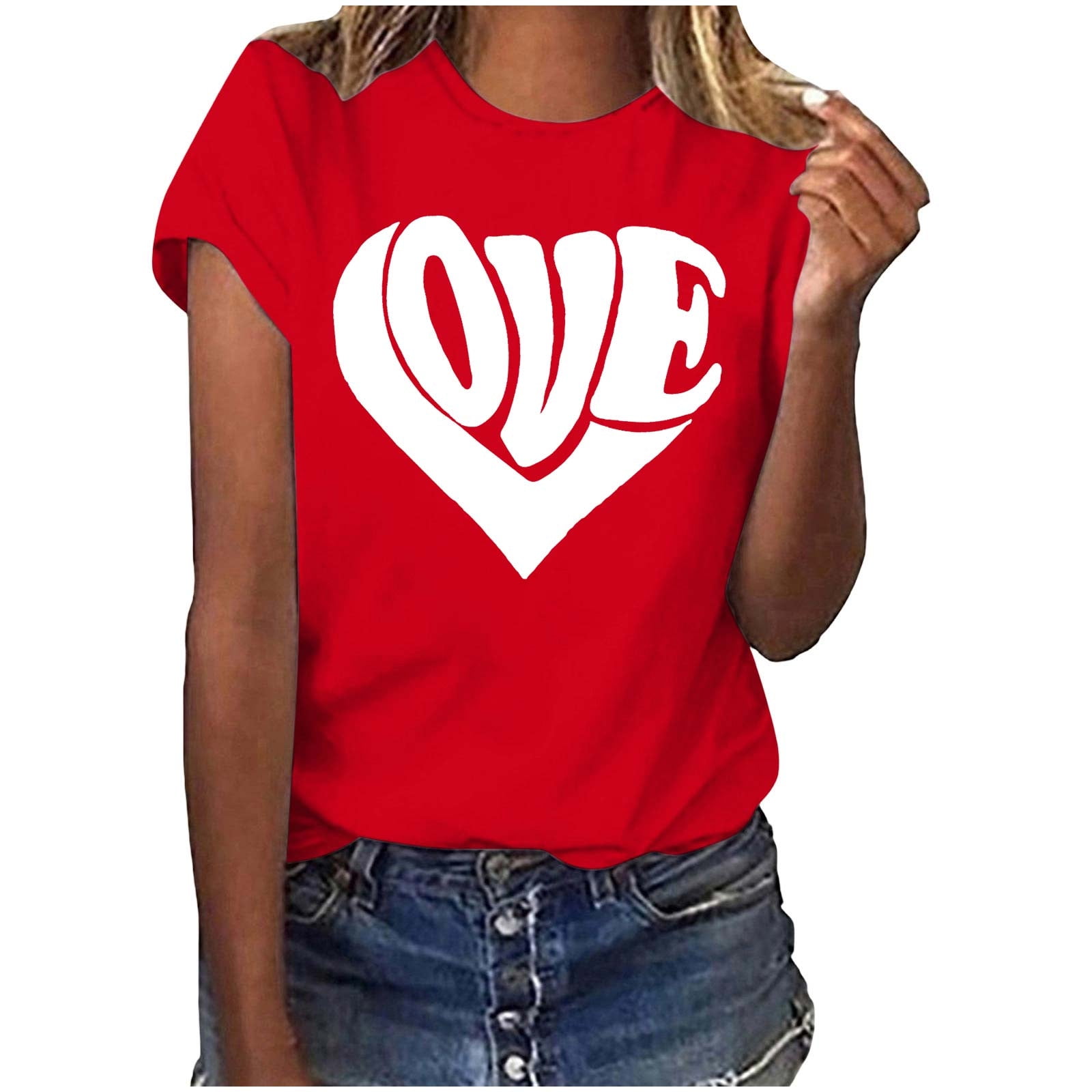 Cavosen Valentine's Day Womens T Shirts Graphic Short Sleeve Crew Neck ...