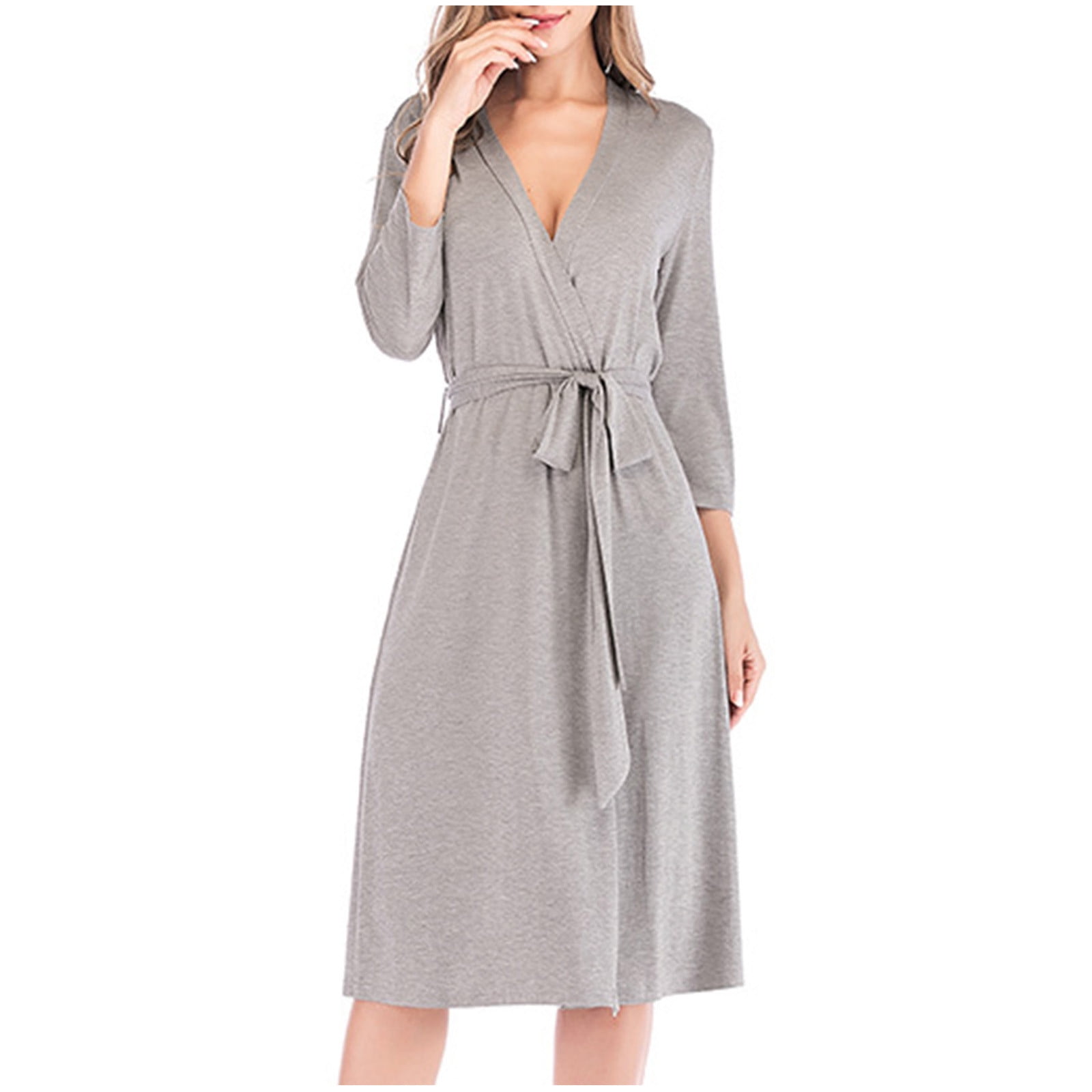 Cavosen Winter Robes for Women Lightweight Warm Knee Length Bathrobe ...