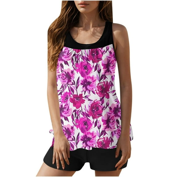 Cavosen Women's Tankini Swimsuits Two Piece High Waisted Tops Flower ...