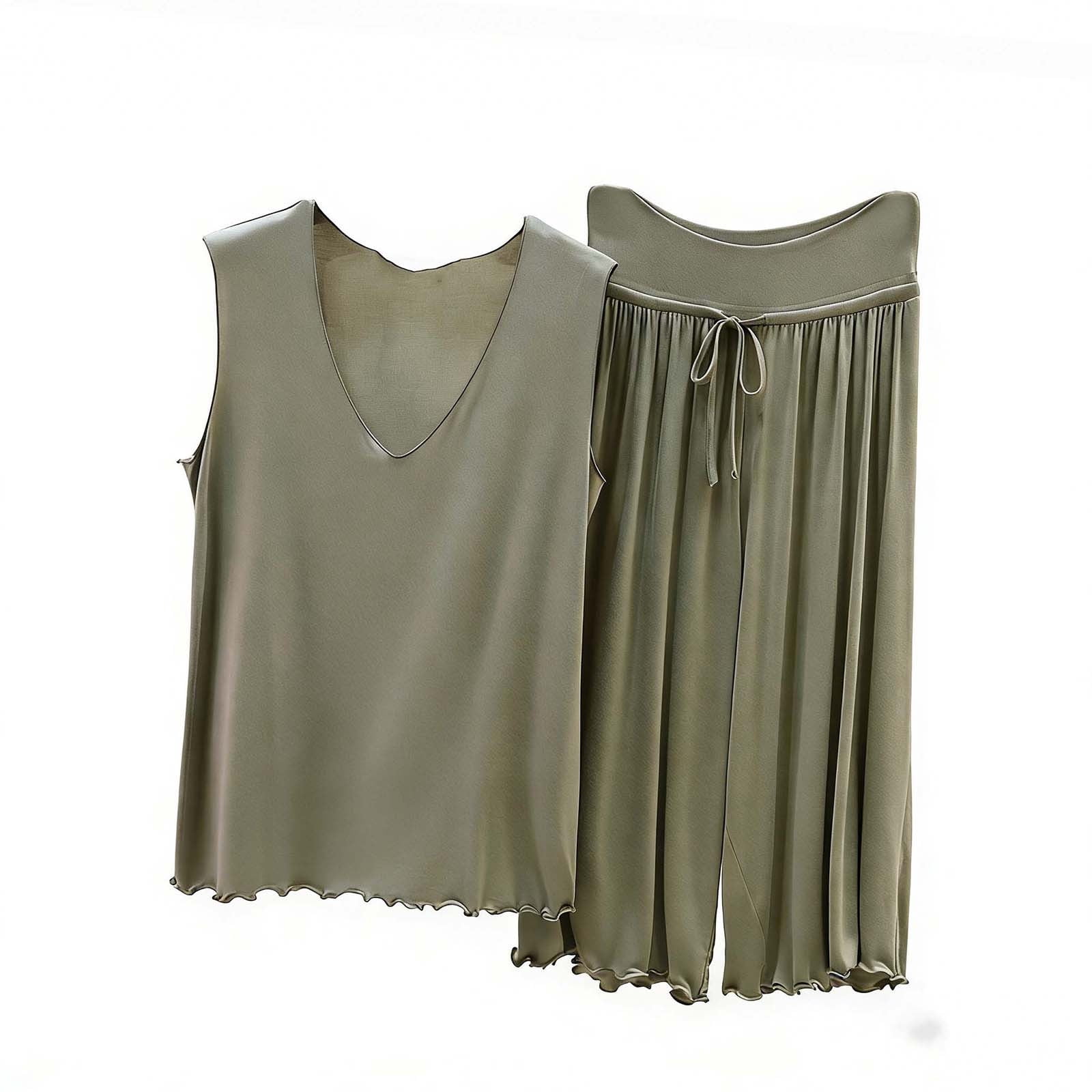 Cavosen Womens Pajama Sets 2 Piece V Neck Comfortable Lounge Set ...